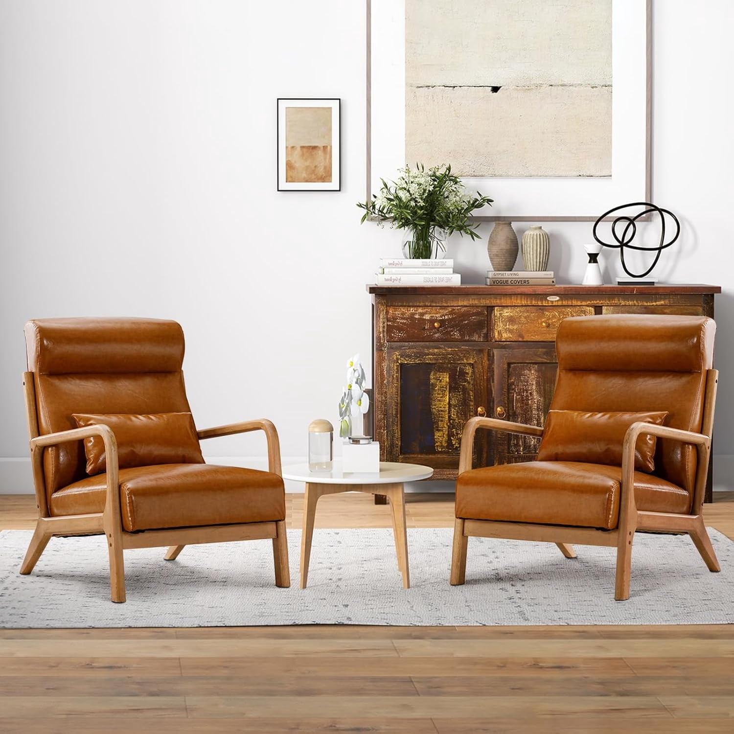 Mid Century Modern Accent Chair with Lamb Wool Fabric Upholstered ...