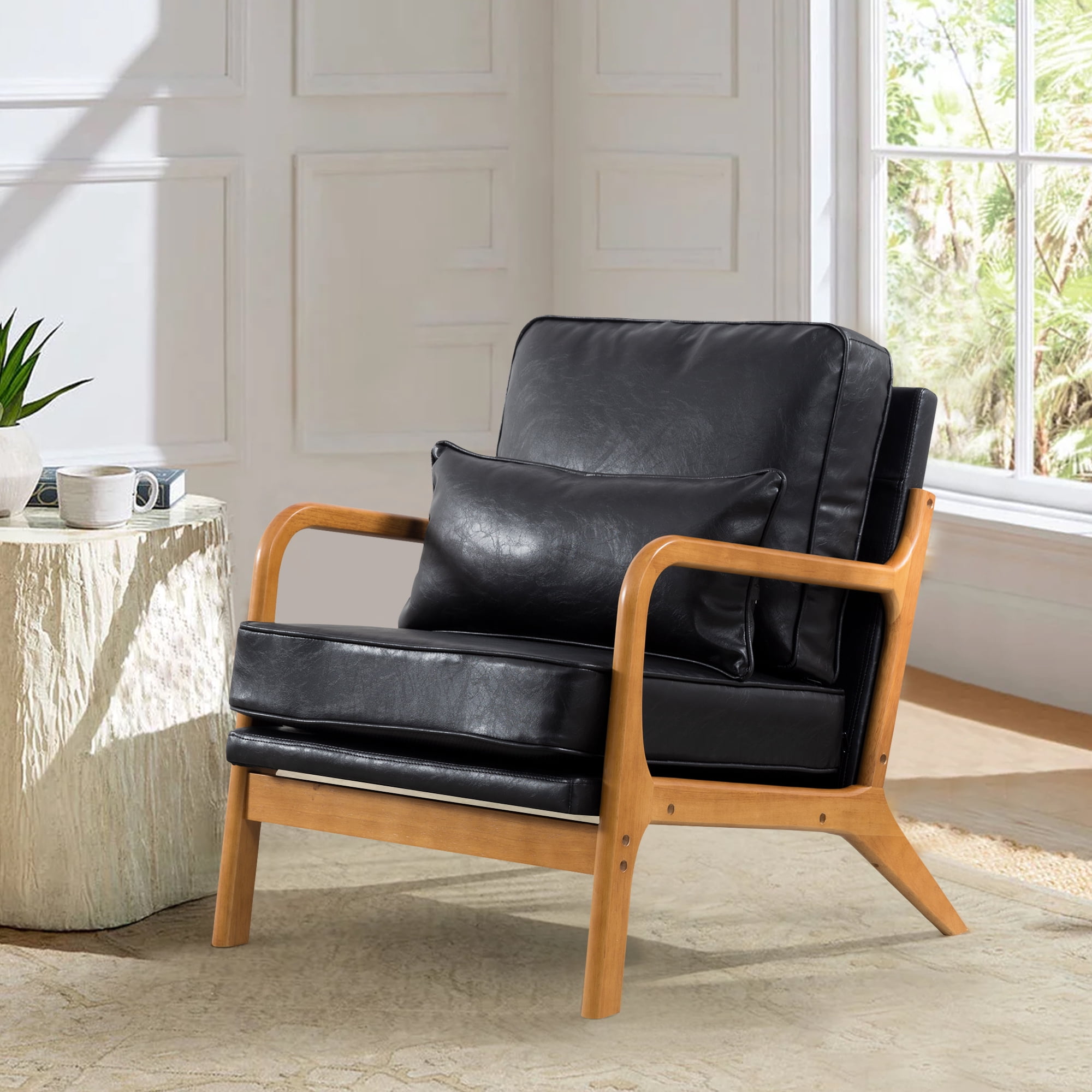 Black Leather Accent Chair