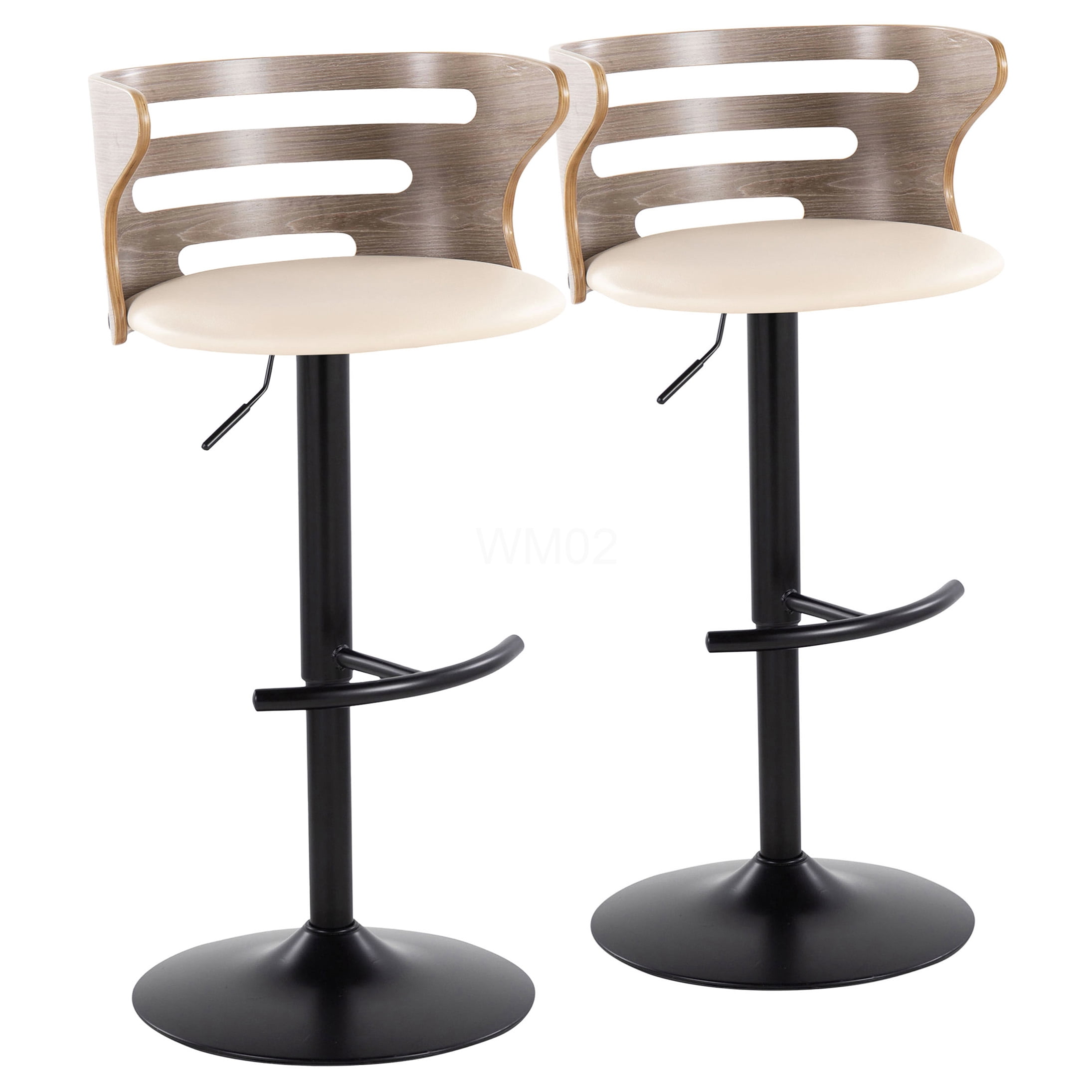 Mid-Century Modern Adjustable Swivel Bar Stool Set with Faux Leather ...