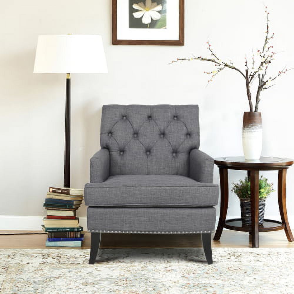 Mid-Century Modern Armchair Upholstered Button Tufted Accent Chair ...