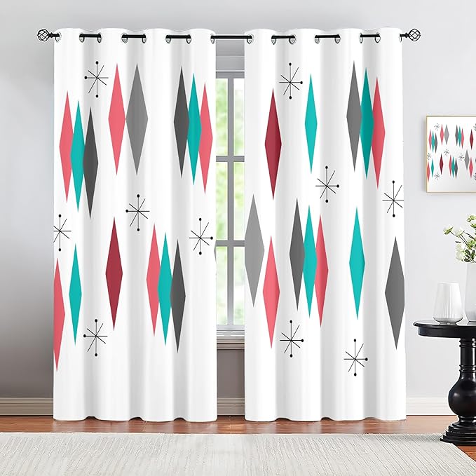 Mid-Century Modern Art Blackout Curtains For Bedroom, Color Gradient ...
