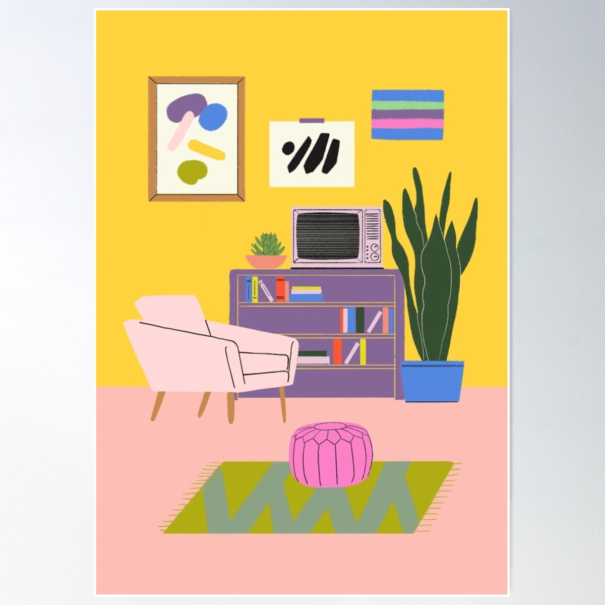 Mid Century Modern Art Print (Portrait Format) Poster Wall Art, Modern ...
