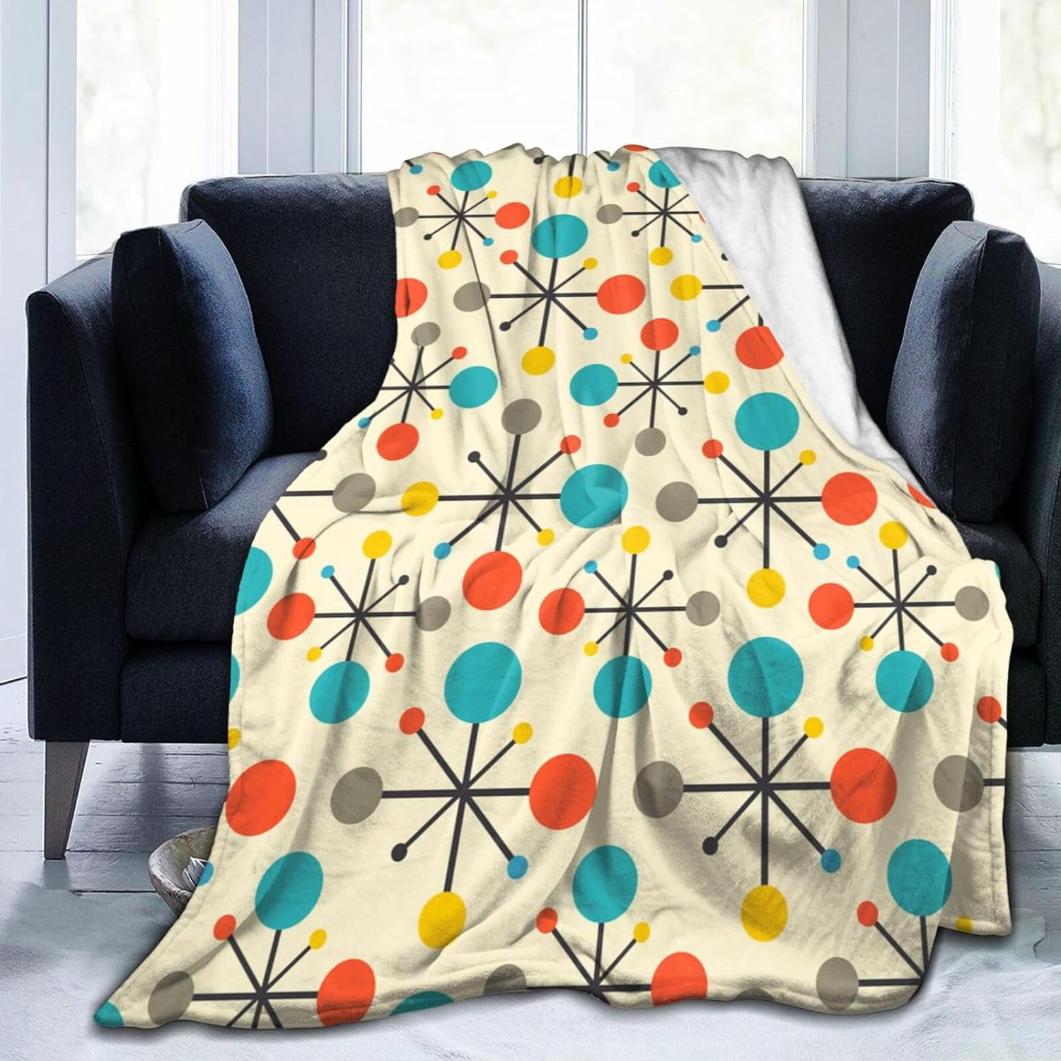 Mid Century Modern Atomic Retro Blanket, Soft Blankets Flannel Bed ...