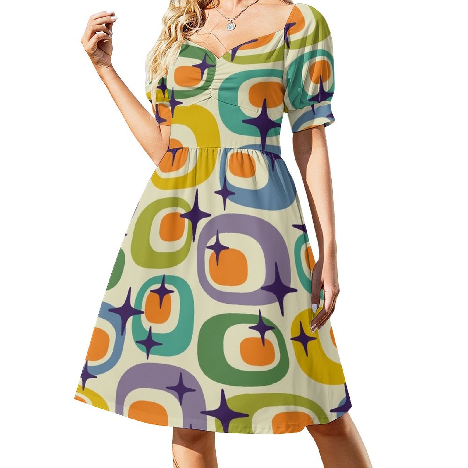 Mid Century Modern Atomic Sparkles 736 Sleeveless Dress summer dress ...