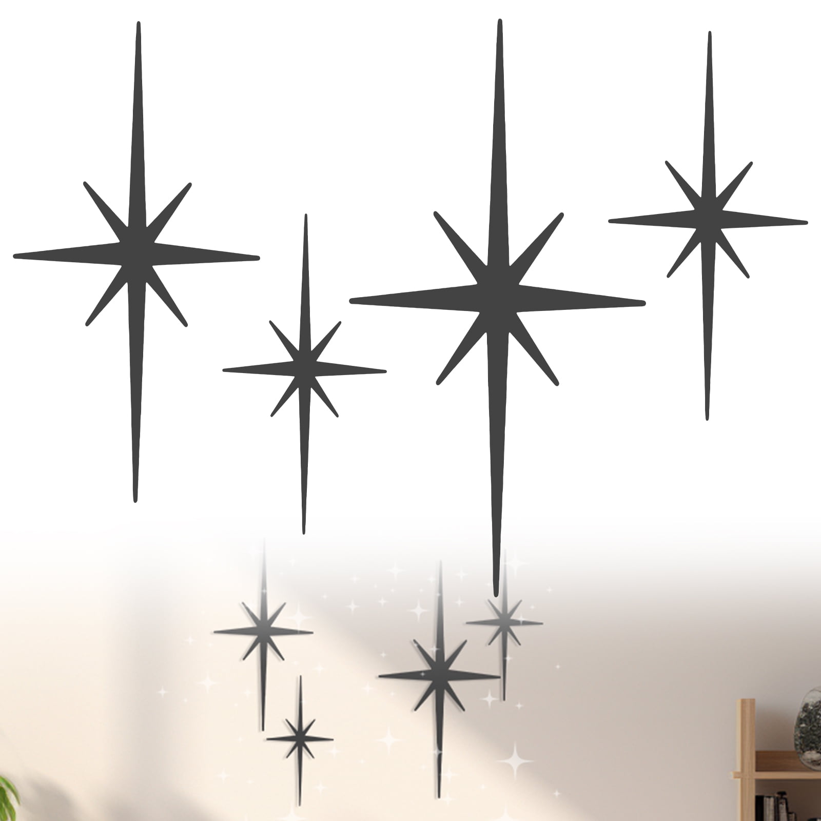 Mid-Century Modern Atomic Starburst Wall Decor, Set of 4 Metal Wall ...