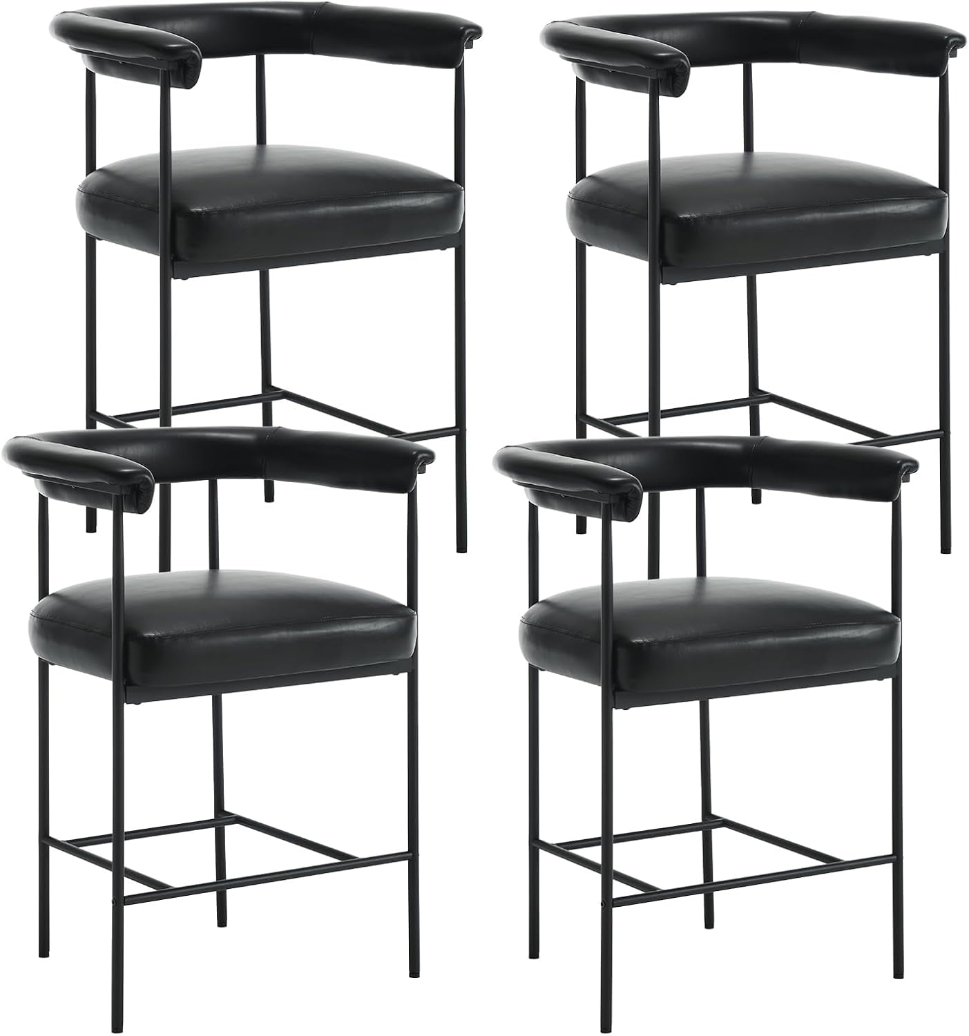 Mid-Century Modern Bar Stools 26" Counter Height Stools with Rattan ...