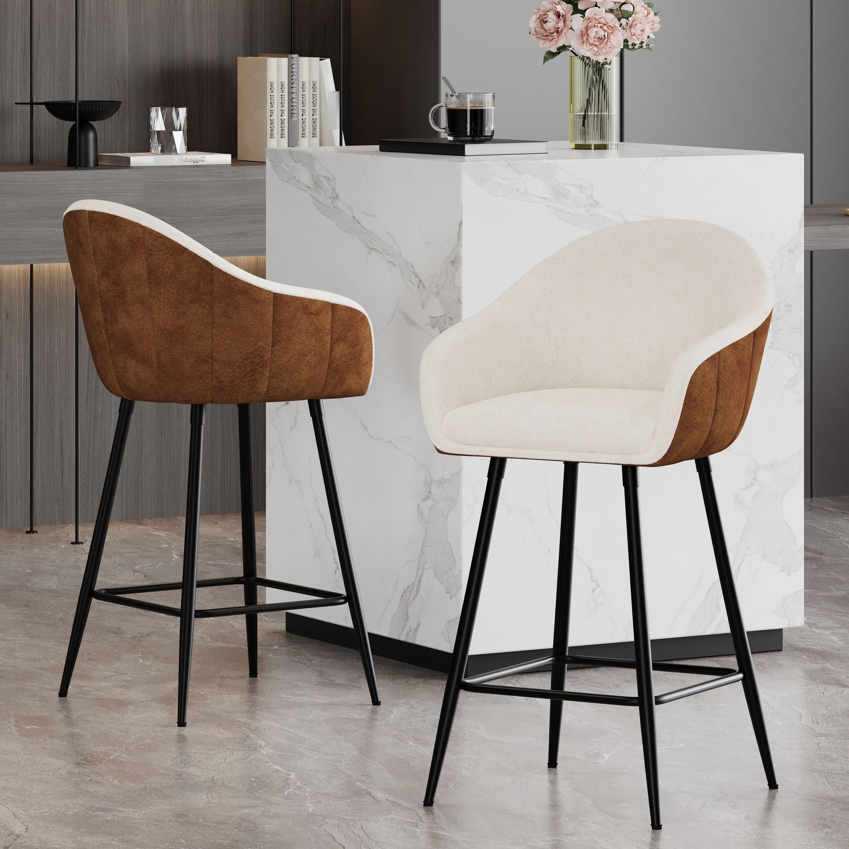 Mid-Century Modern Bar Stools with Foam Fill / Comfortable Seating for ...