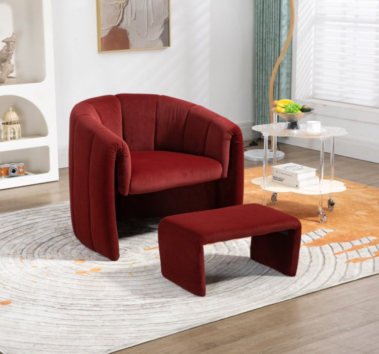 Mid Century Modern Barrel Chair Upholstered Club Tub Round Arms Chair ...