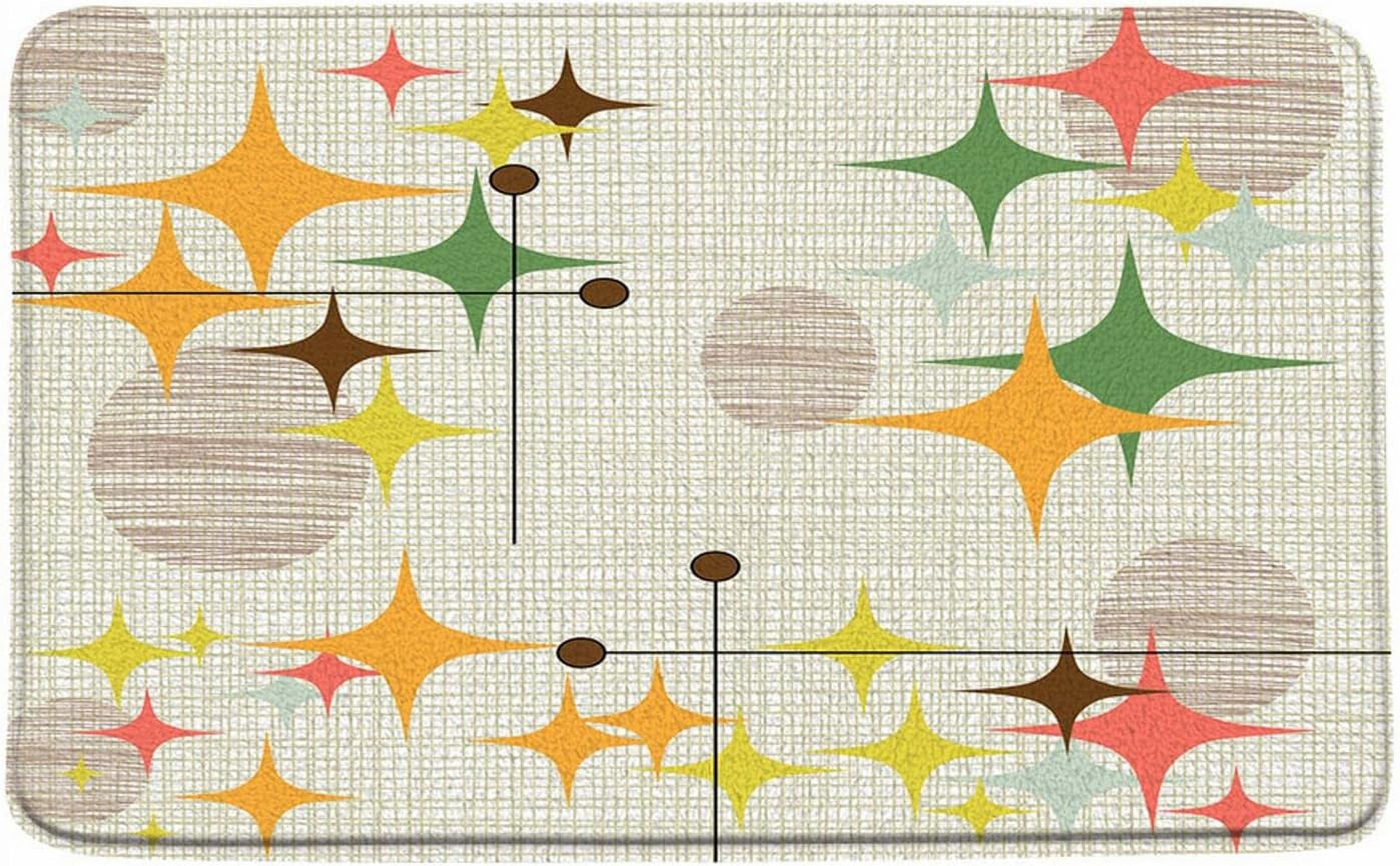 Mid Century Modern Bath Mat Vintage Atomic Starburst Boomerangs Iconic ...