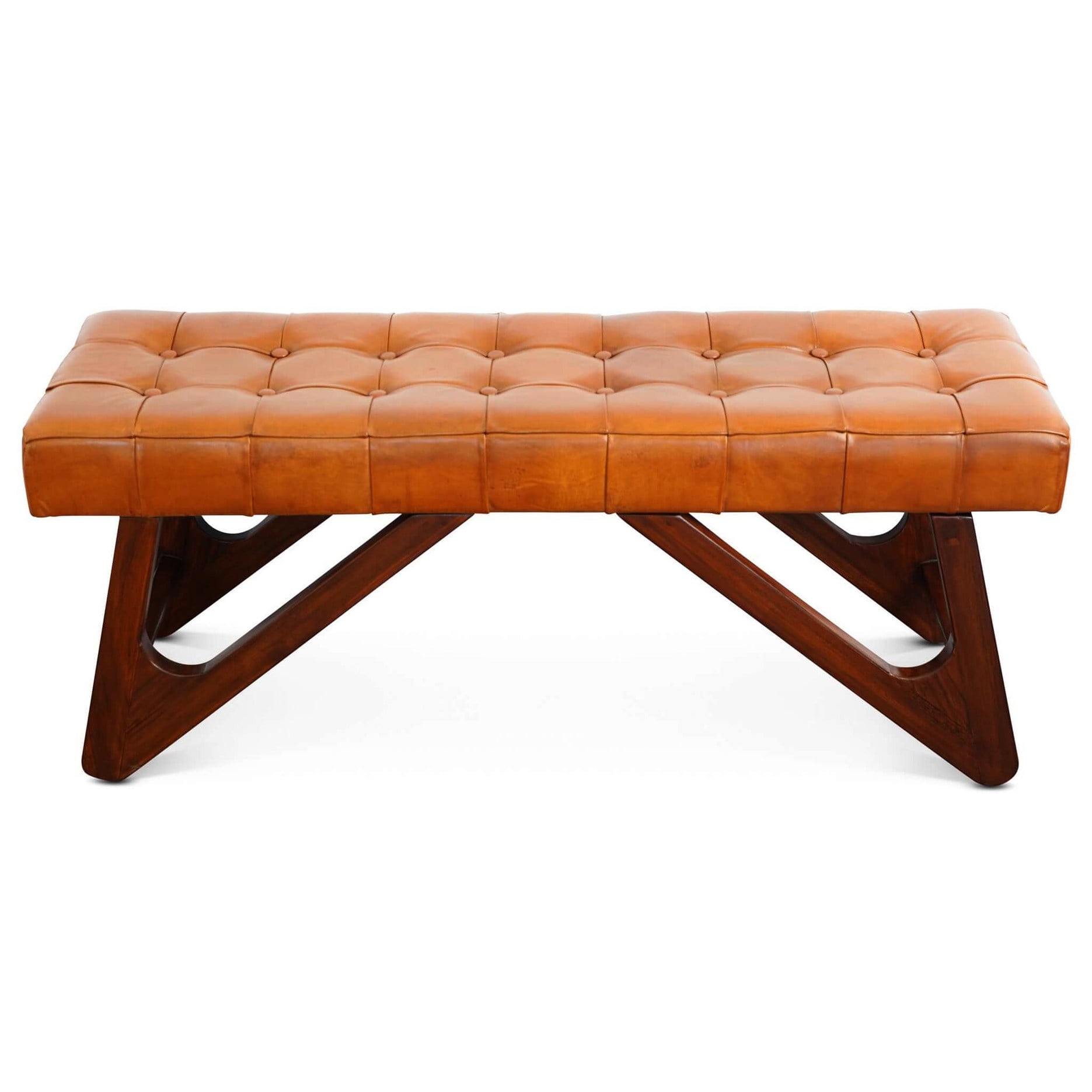 Mid - Century Modern Bench with Leather | Comfortable Seating in Retro ...