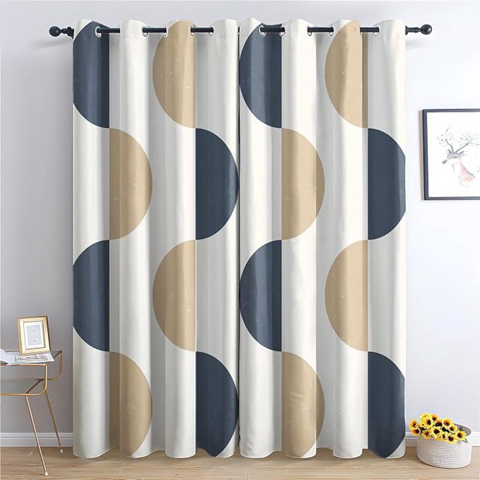 Mid Century Modern Blackout Curtains, Thermal Insulated Room Darkening ...