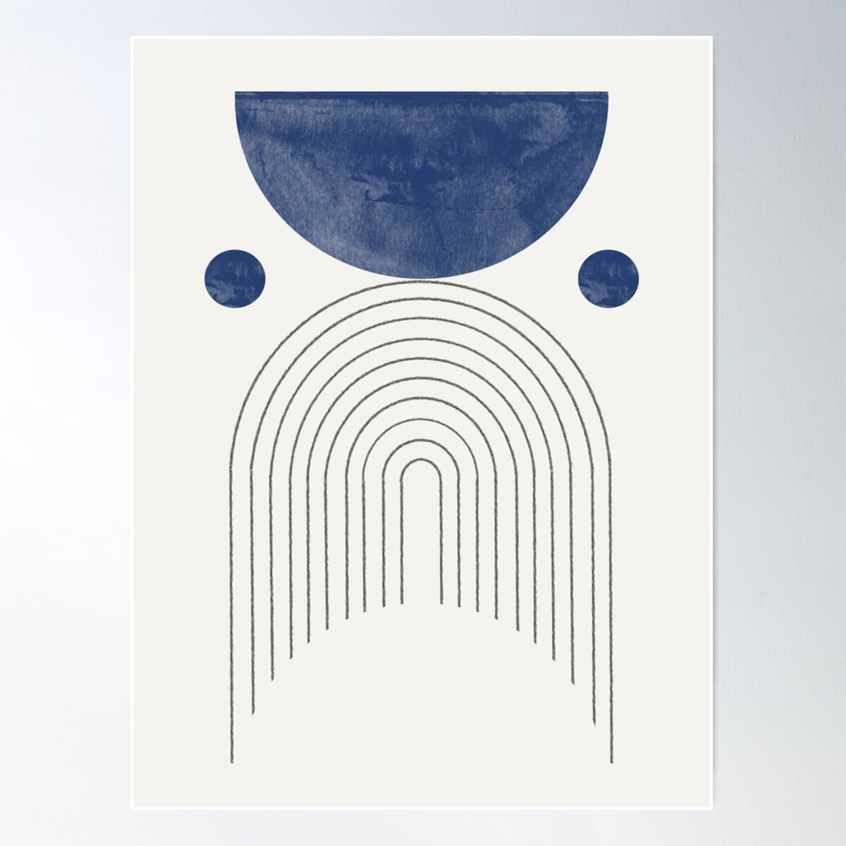 Mid Century Modern / Blue Watercolor Balance Poster Wall Art, Modern ...