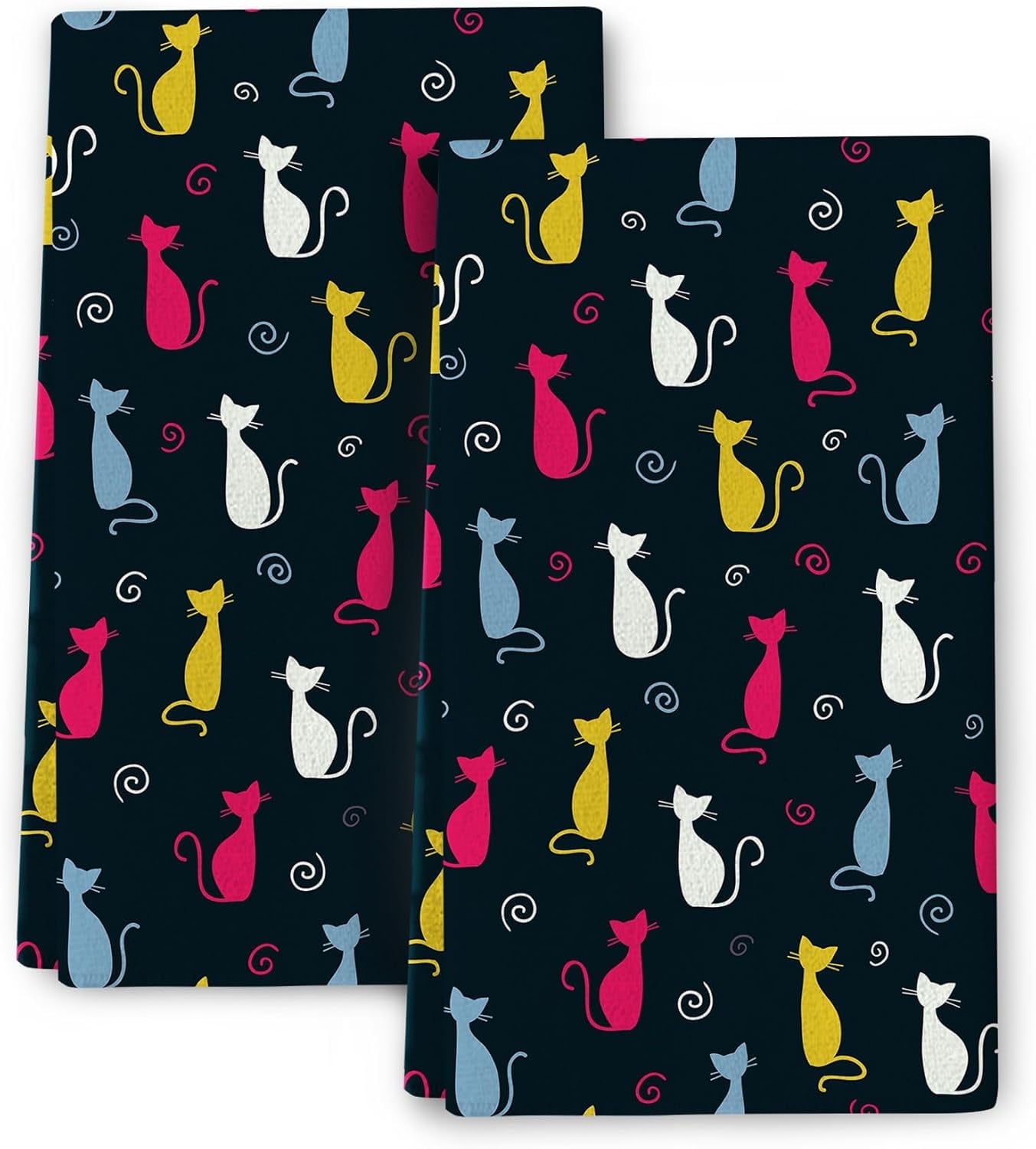 Mid Century Modern Cats Kitchen Dish Towels Set of 2, Ultra Soft ...