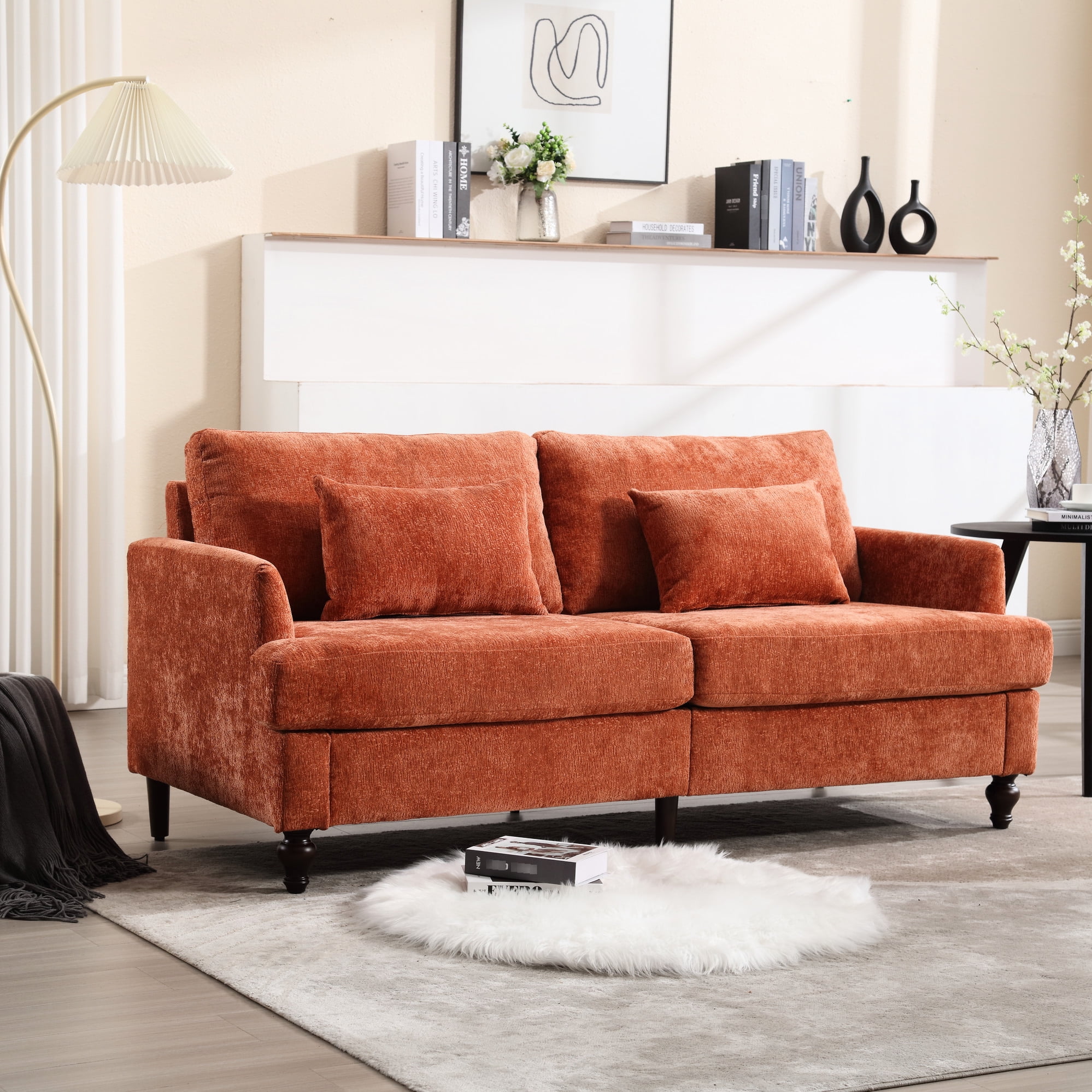 Mid Century Modern Chenille Couch - Extra Deep Seats And Padded Back ...