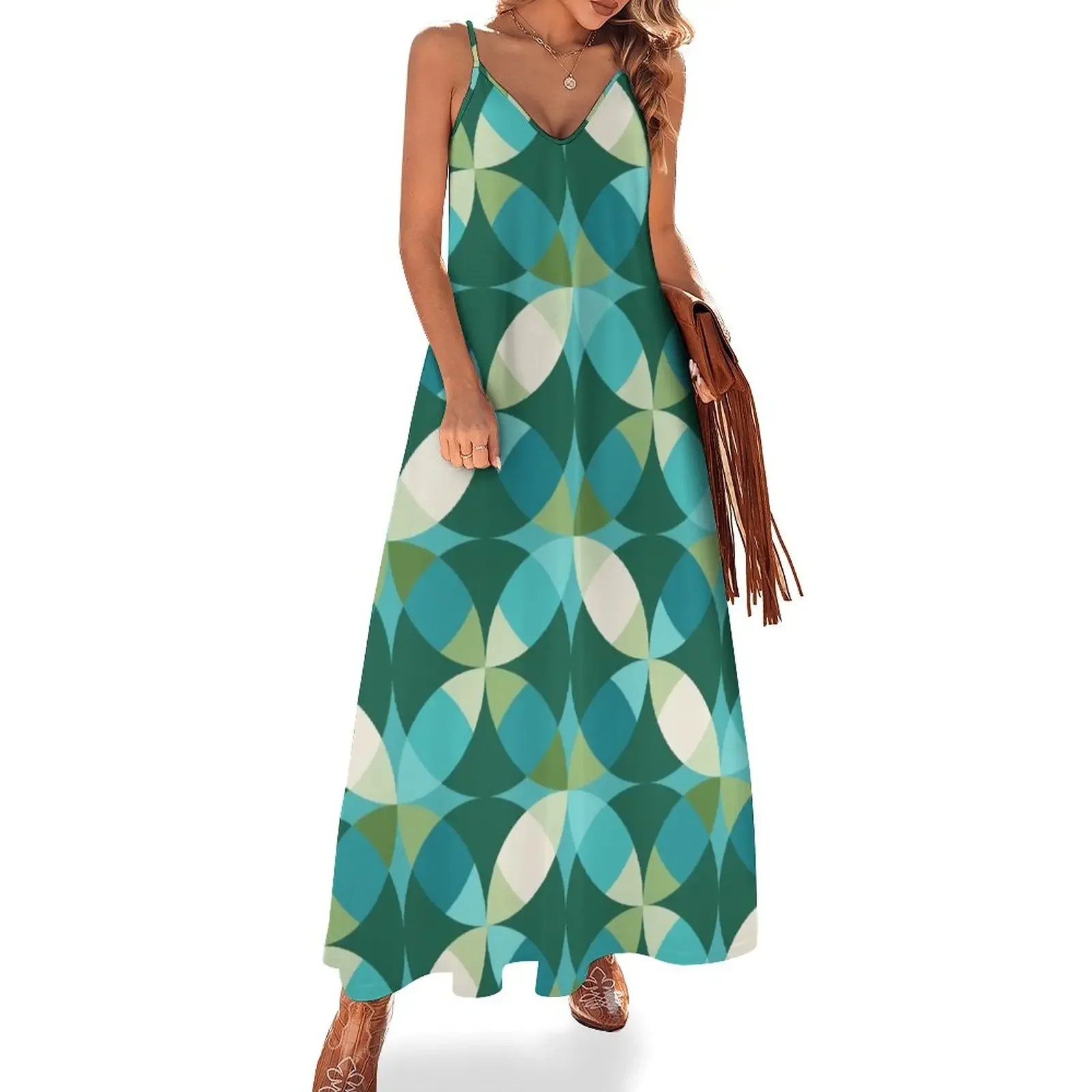 Mid Century Modern Circle Lock Print 3 - Green Turquoise Teal ...