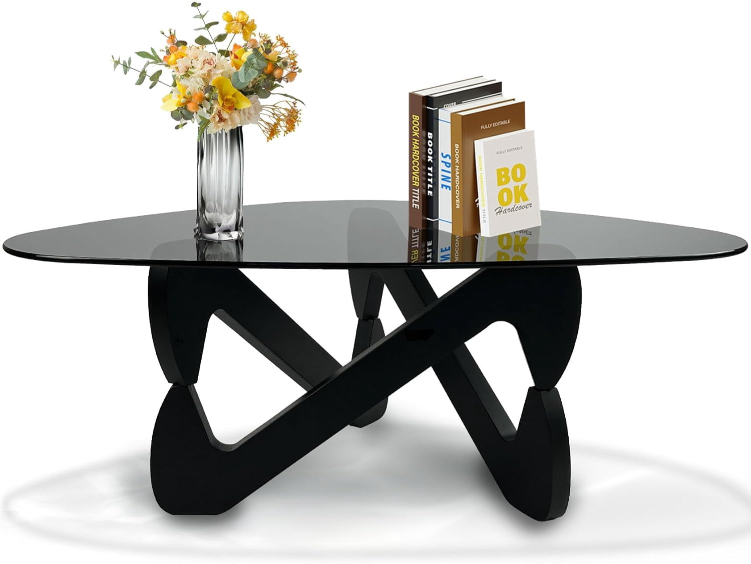 Mid Century Modern Coffee Table Black Triangle Glass Top Coffee Table ...