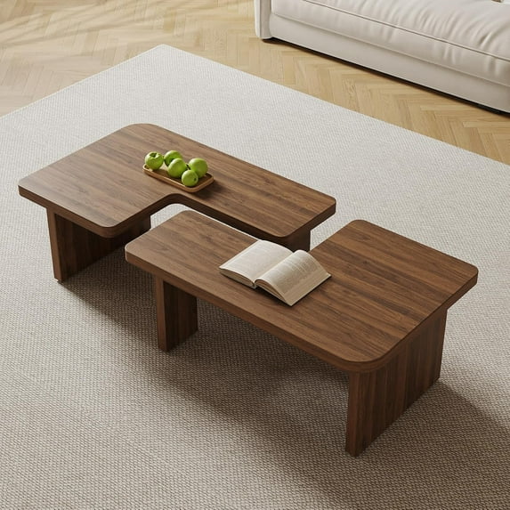 Mid Century Modern Coffee Table for Living Room, Wood Coffee Table with ...