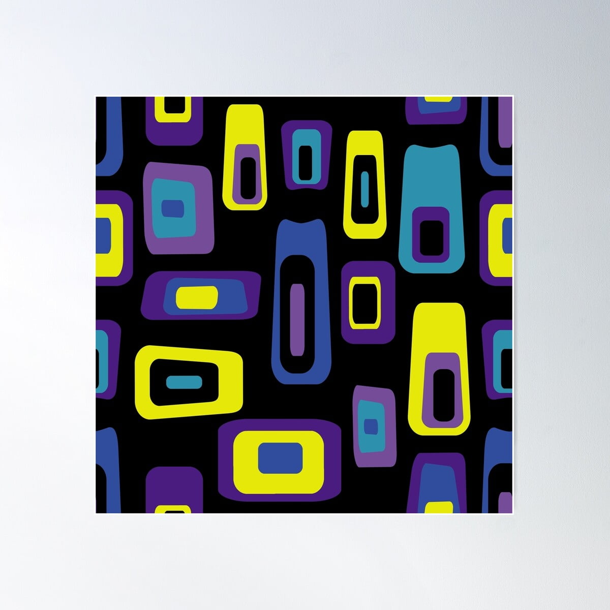 Mid-Century Modern Colorful Lozenge Pattern No.1 Purple, Yellow, Blue ...