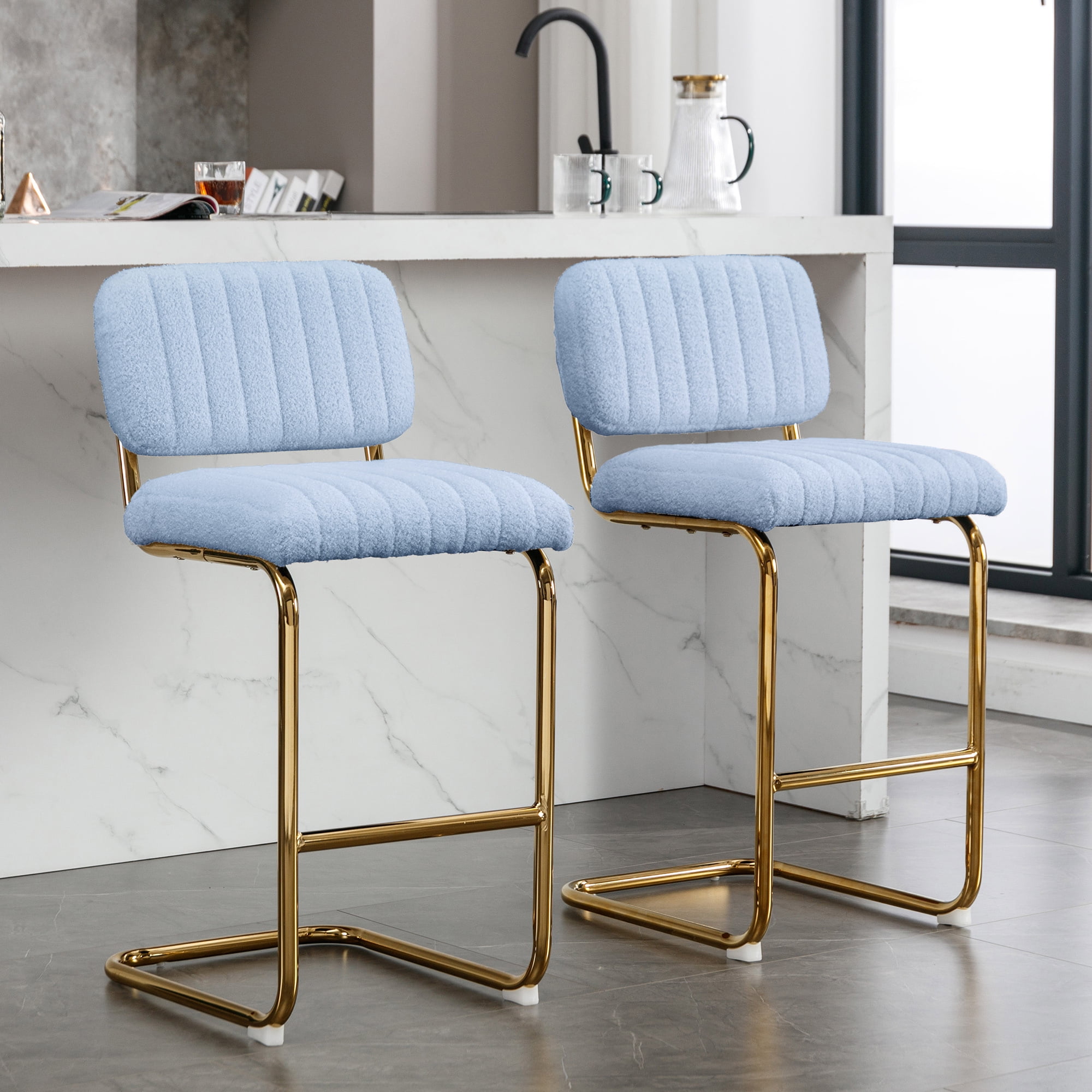 Mid-Century Modern Counter Height Bar Stools for Kitchen Set of 2 ...