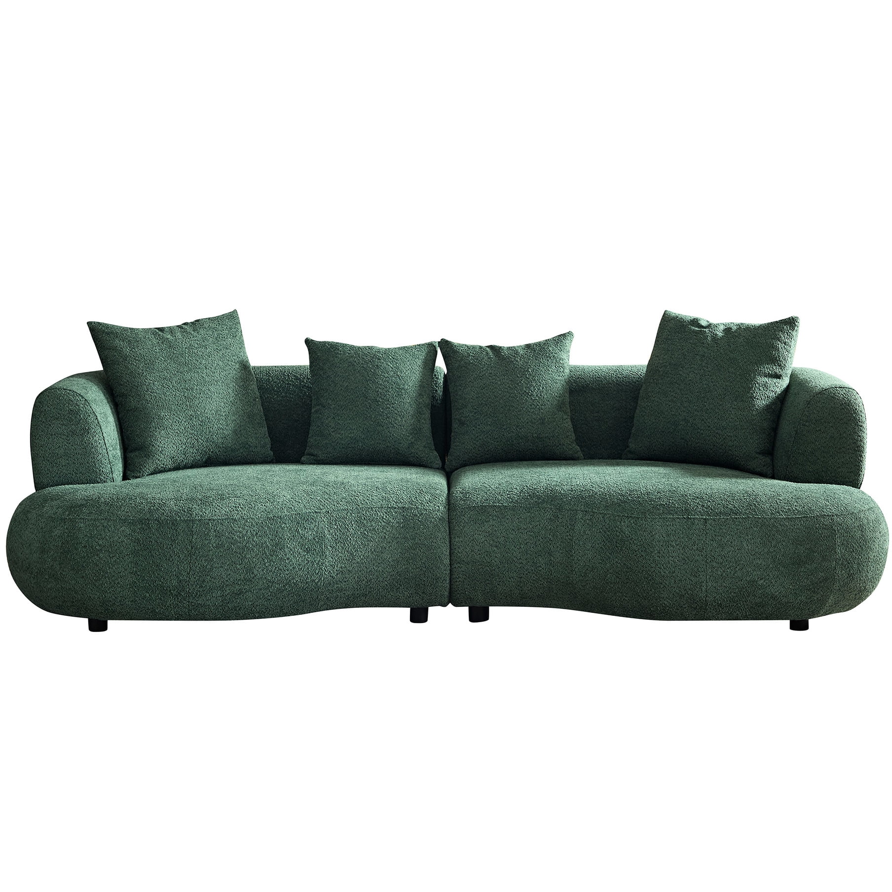 Mid Century Modern Curved Couch - 104.88 Inch 4 With Boucle Upholstery ...