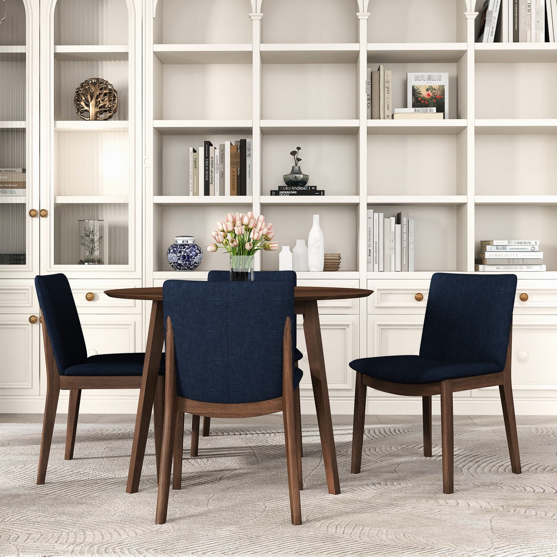Mid - Century Modern Dark Blue Chairs | For Family Dinners, Stable Set ...