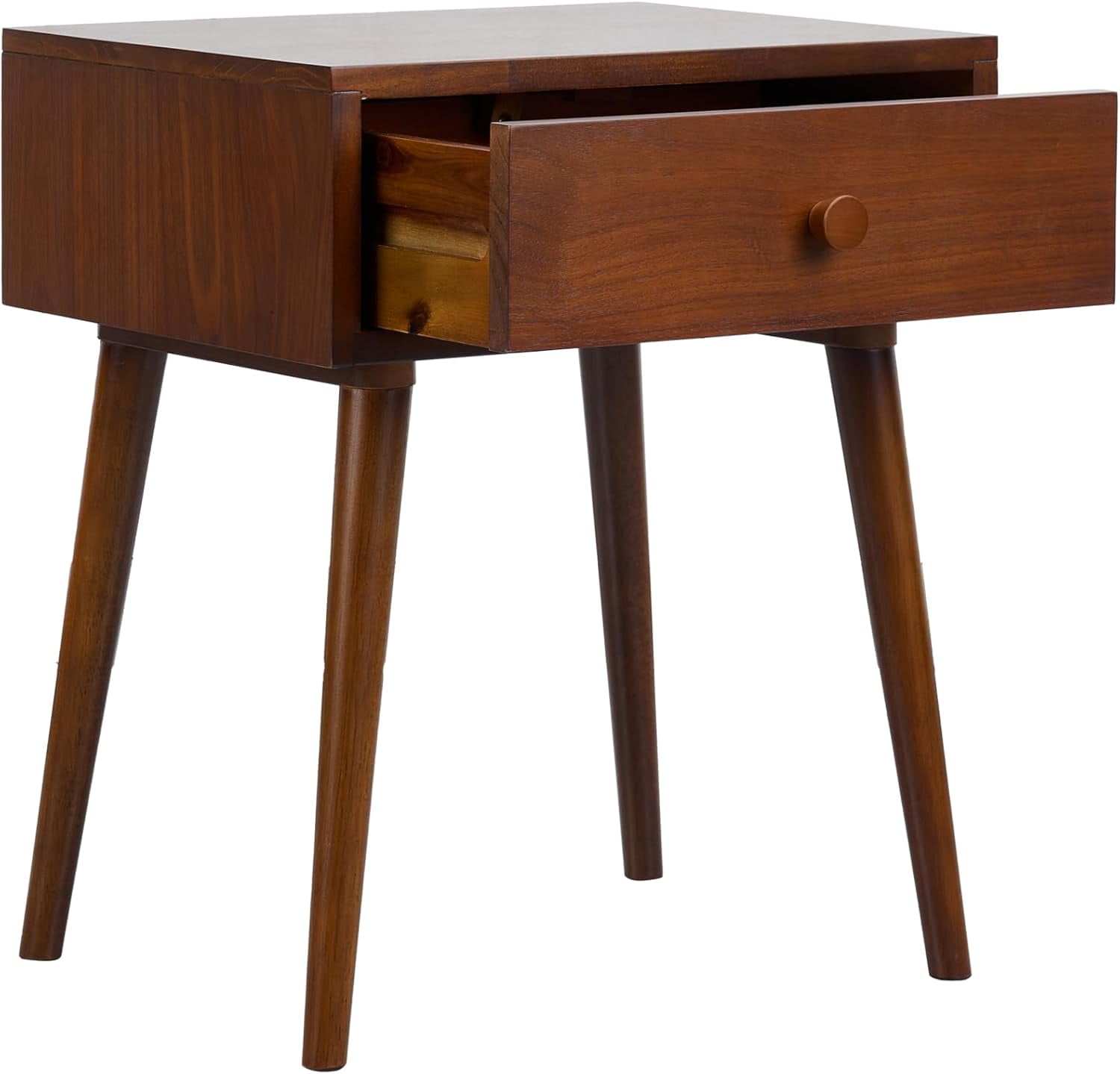 Mid Century Modern Dark Walnut Solid Wood Nightstand with Drawer | Trendy Bedside Furniture ...