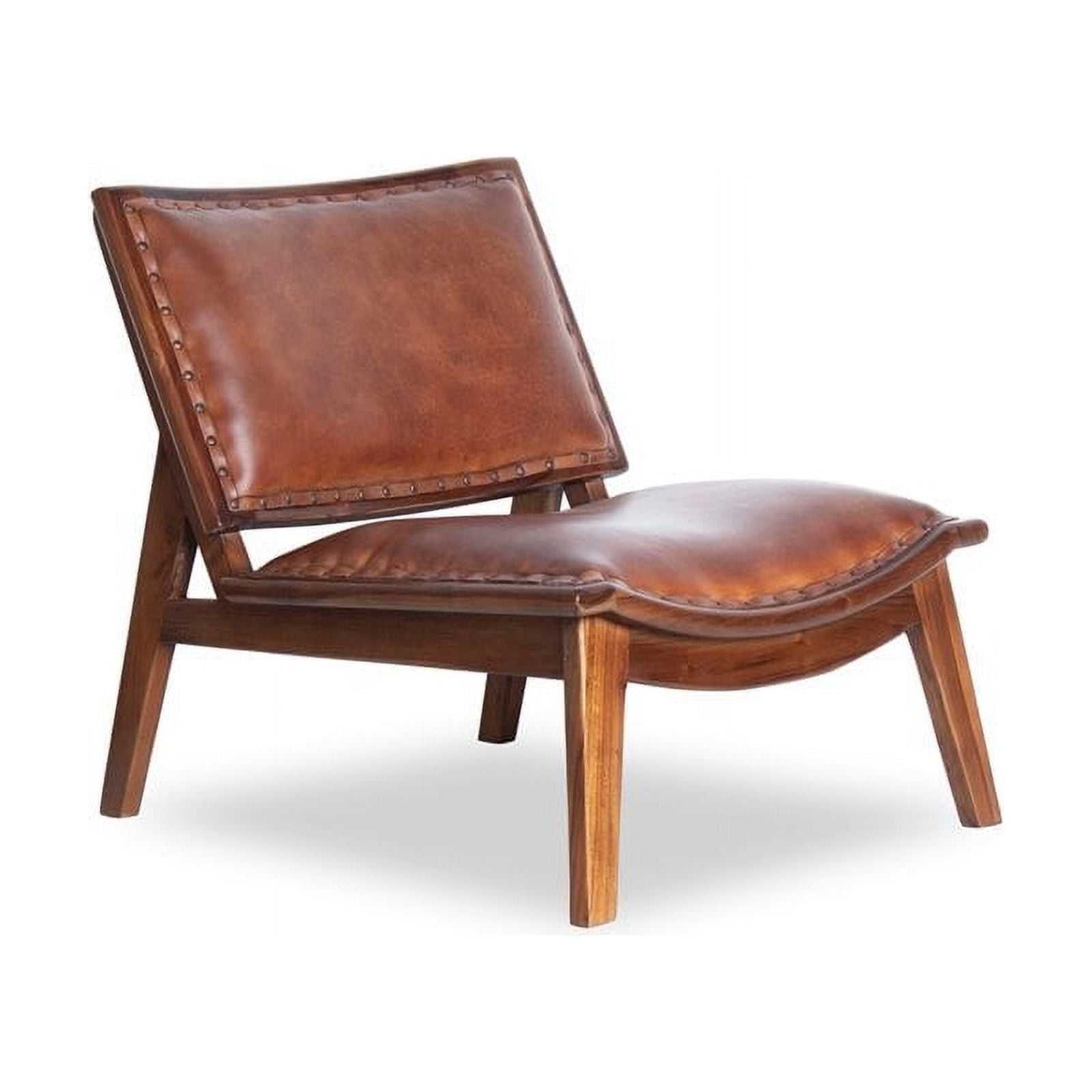 Mid Century Modern Debra Cognac Tan Leather arm chair - Walmart.com