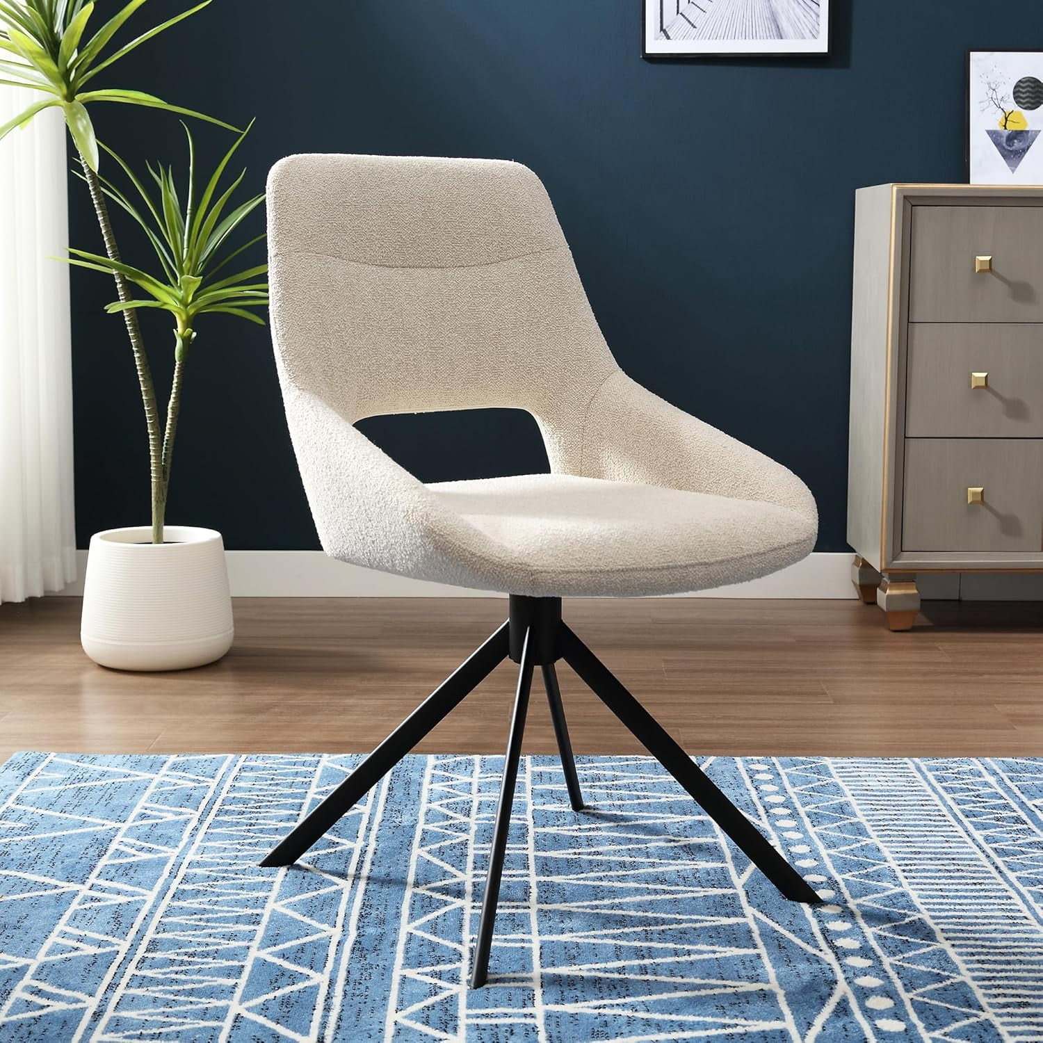 Mid Century Modern Desk Chair No Wheels Set of 1, Small Swivel Accent ...