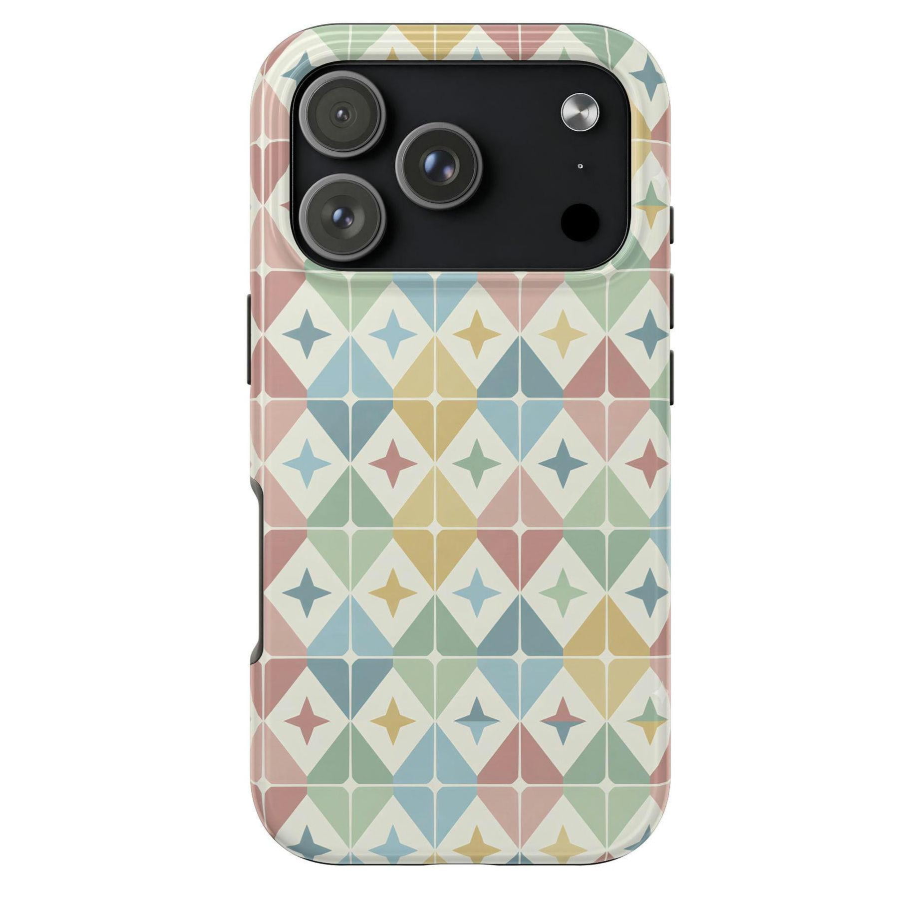 Mid Century Modern Diamond Pattern Phone Case 1960s iPhone 17 to 11 Pro ...