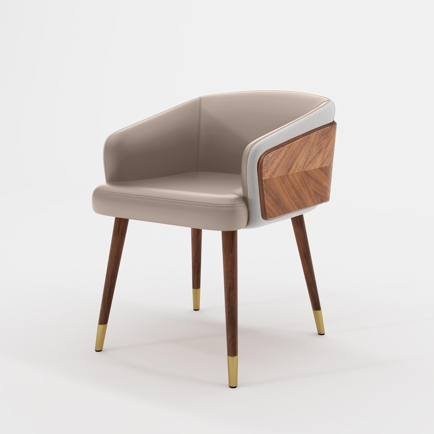 Mid Century Modern Dining Chair Faux Leather with Walnut Uphoolsted ...