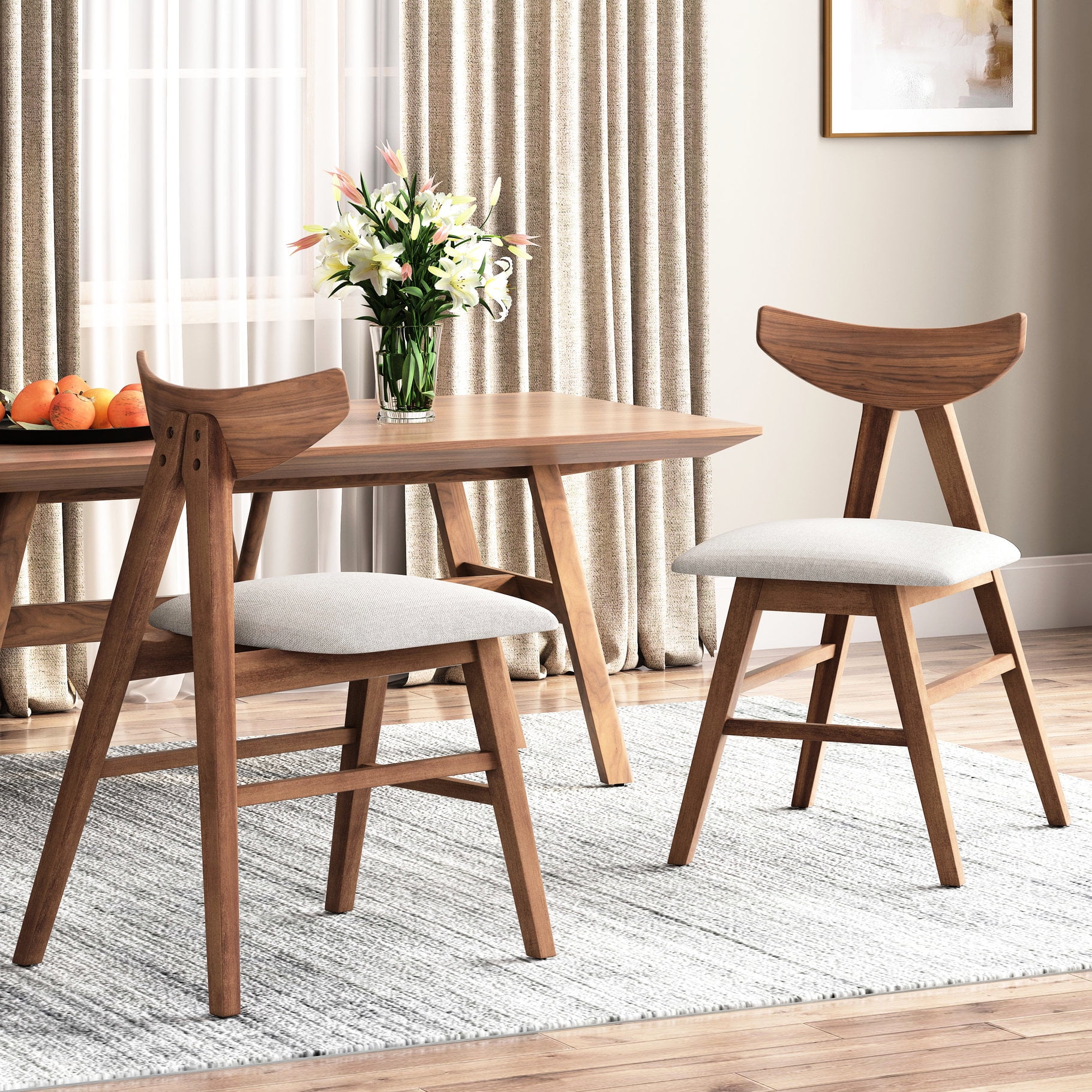 Mid-Century Modern Dining Chair Set of 2 | Elegantly Curved Backrests ...