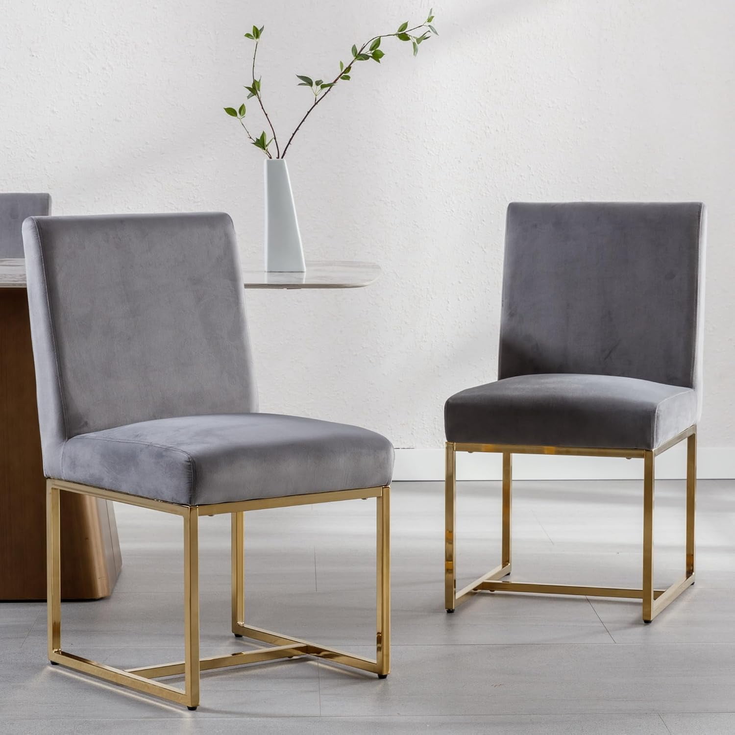 Mid Century Modern Dining Chairs PU Leather Upholstered Dining Chairs ...