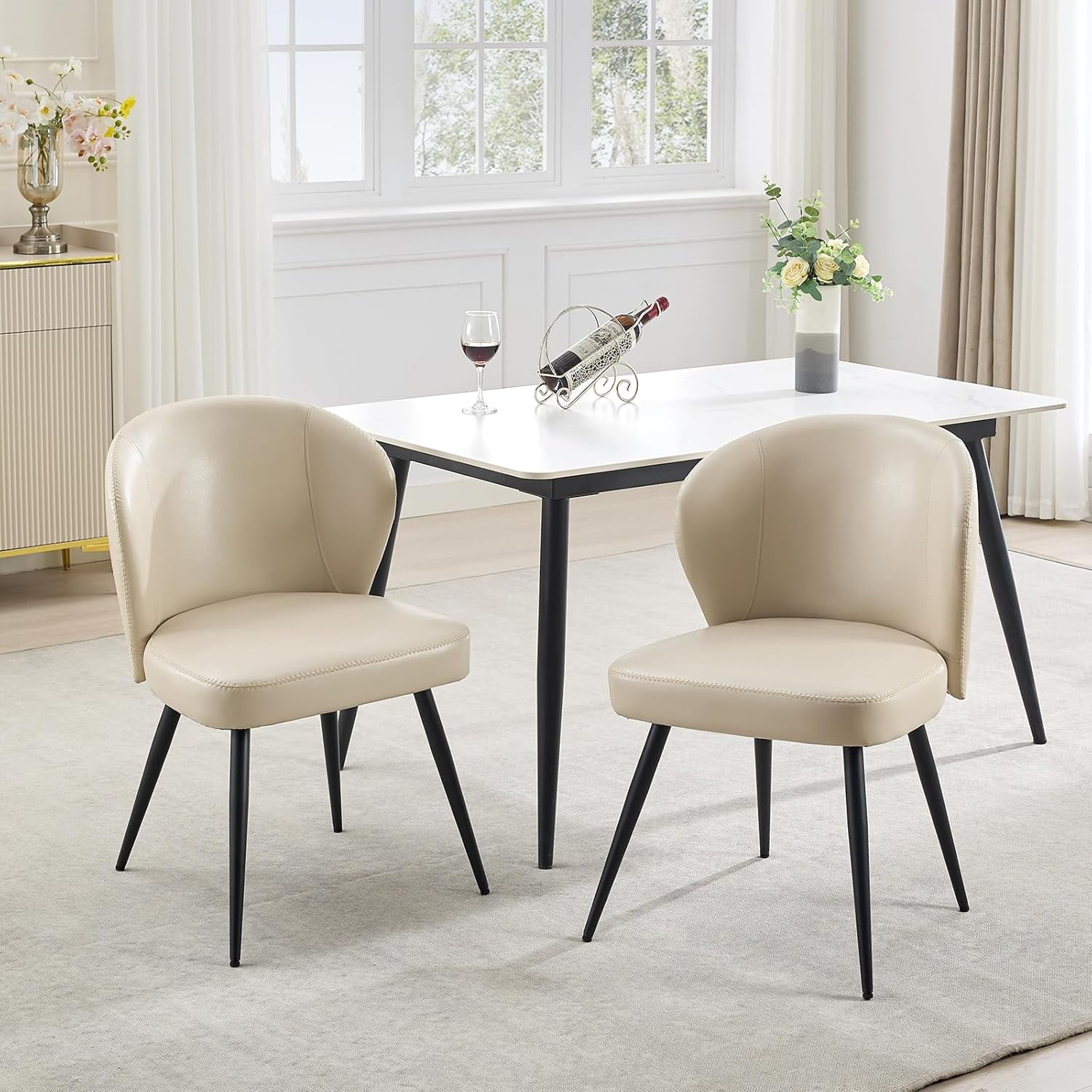 Mid-Century Modern Dining Chairs Set of 2,Armless Accent Chairs with ...