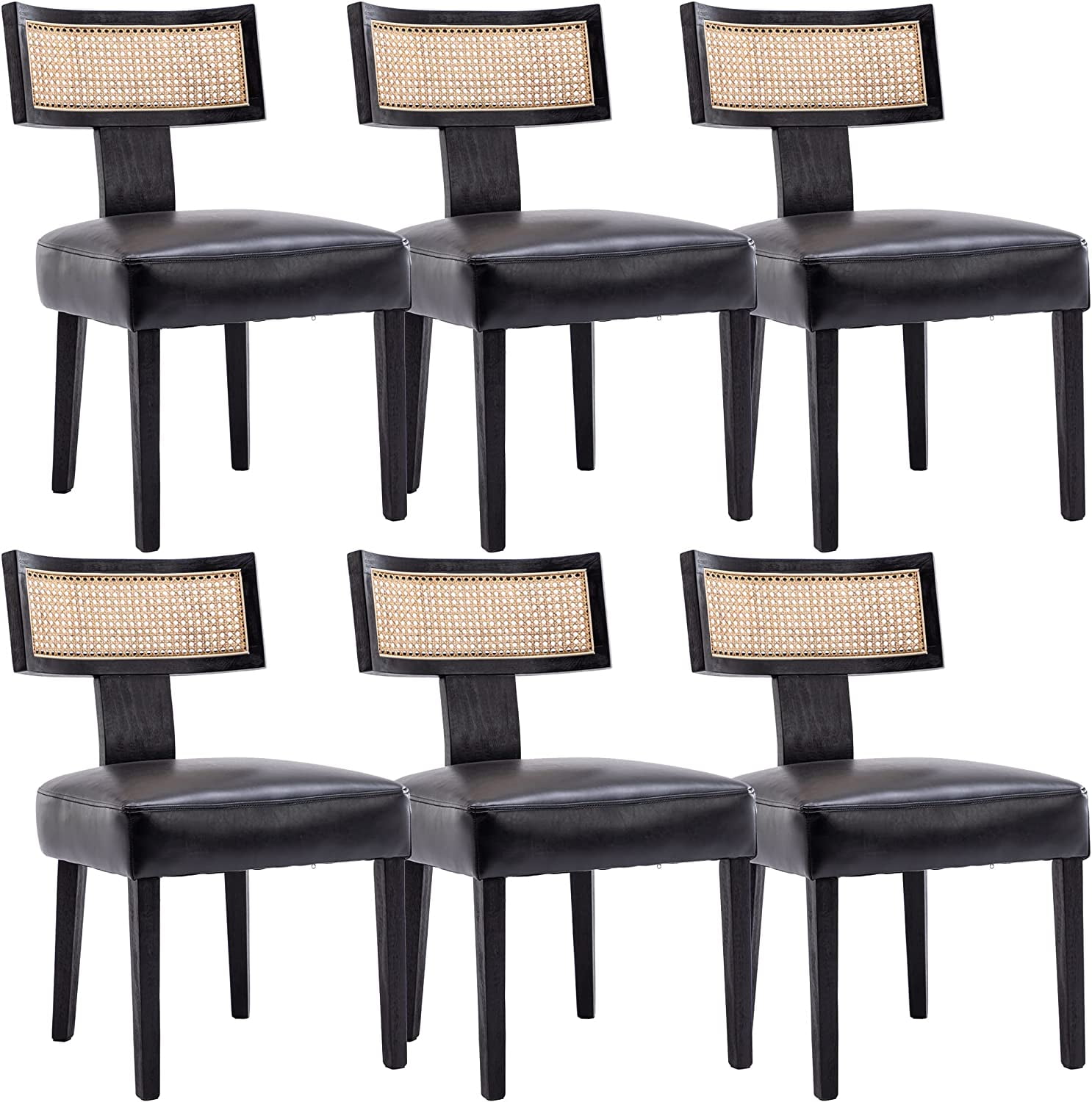 Mid Century Modern Dining Chairs Set of 2 PU Leather Upholstered ...