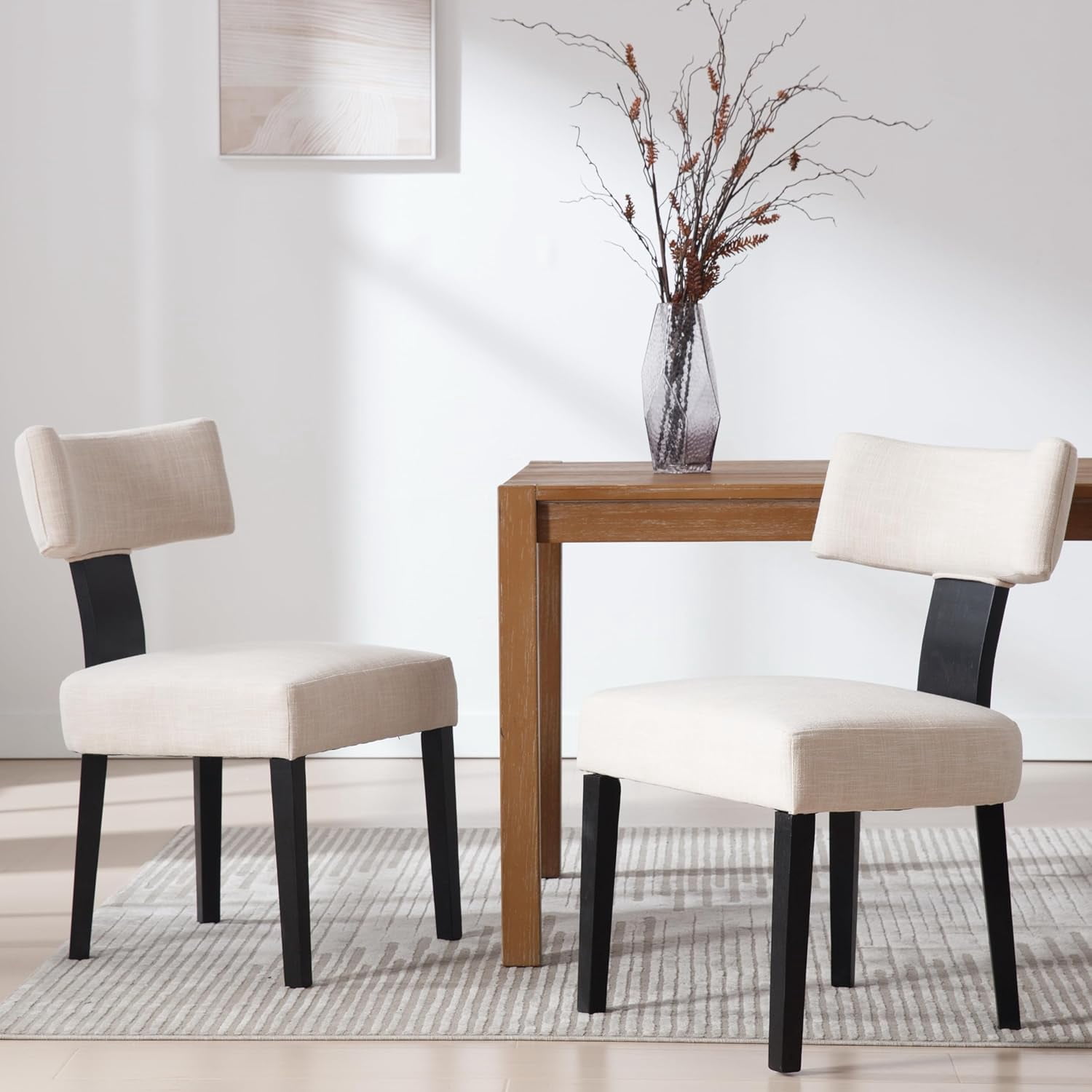 Mid Century Modern Dining Chairs Set of 2 PU Leather Upholstered ...