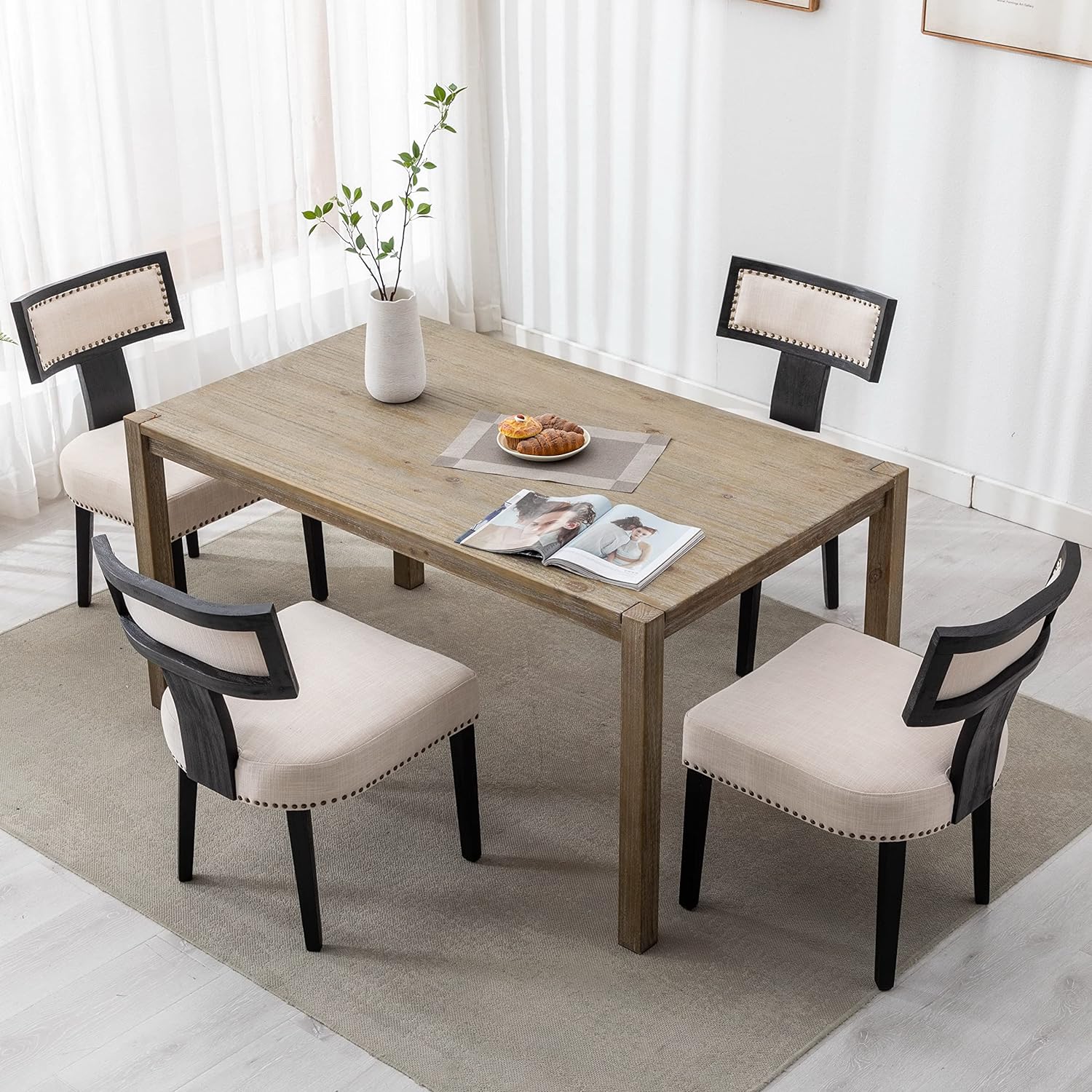 Mid Century Modern Dining Chairs Set of 2 PU Leather Upholstered ...