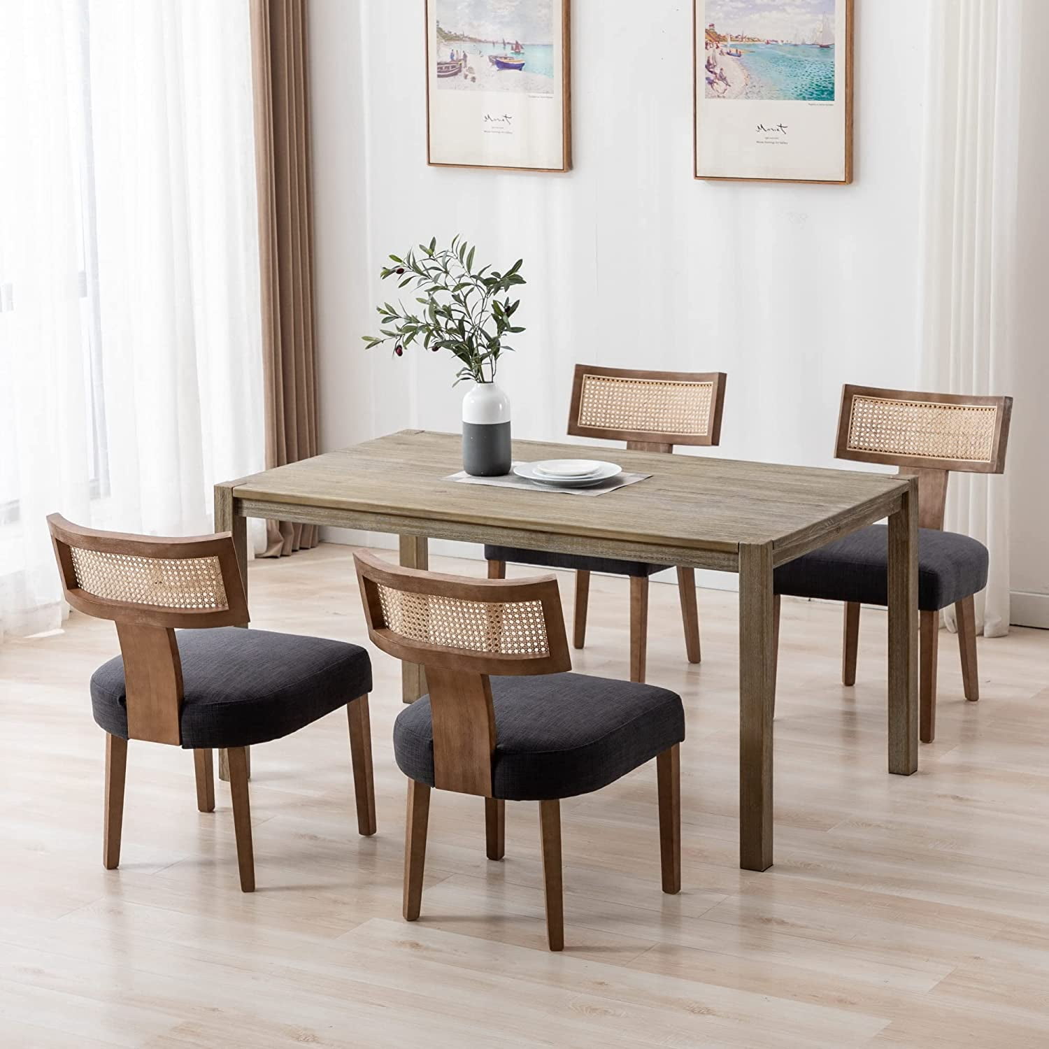 Mid Century Modern Dining Chairs Set of 2 PU Leather Upholstered ...