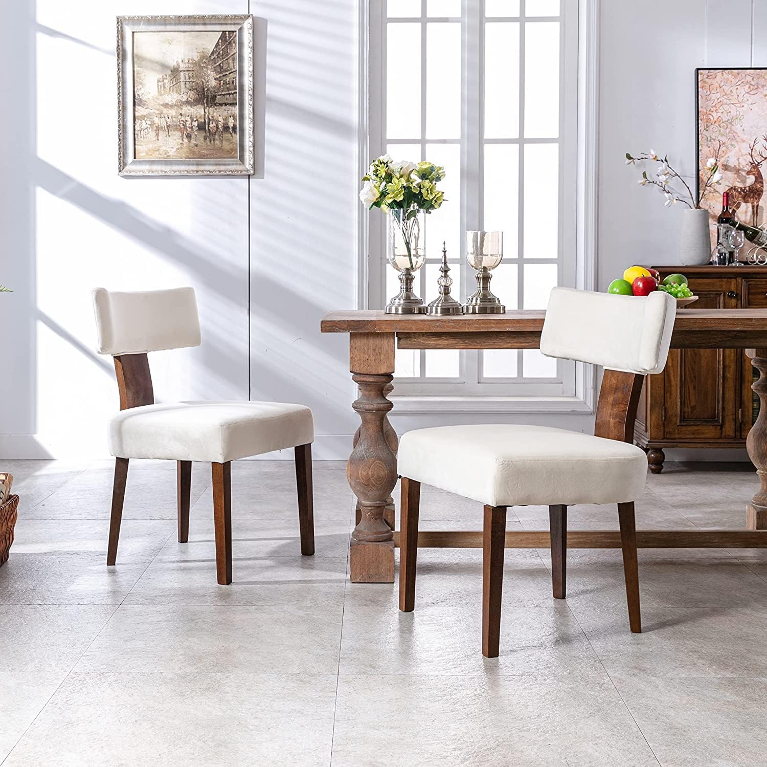 Mid Century Modern Dining Chairs Set of 2 PU Leather Upholstered ...