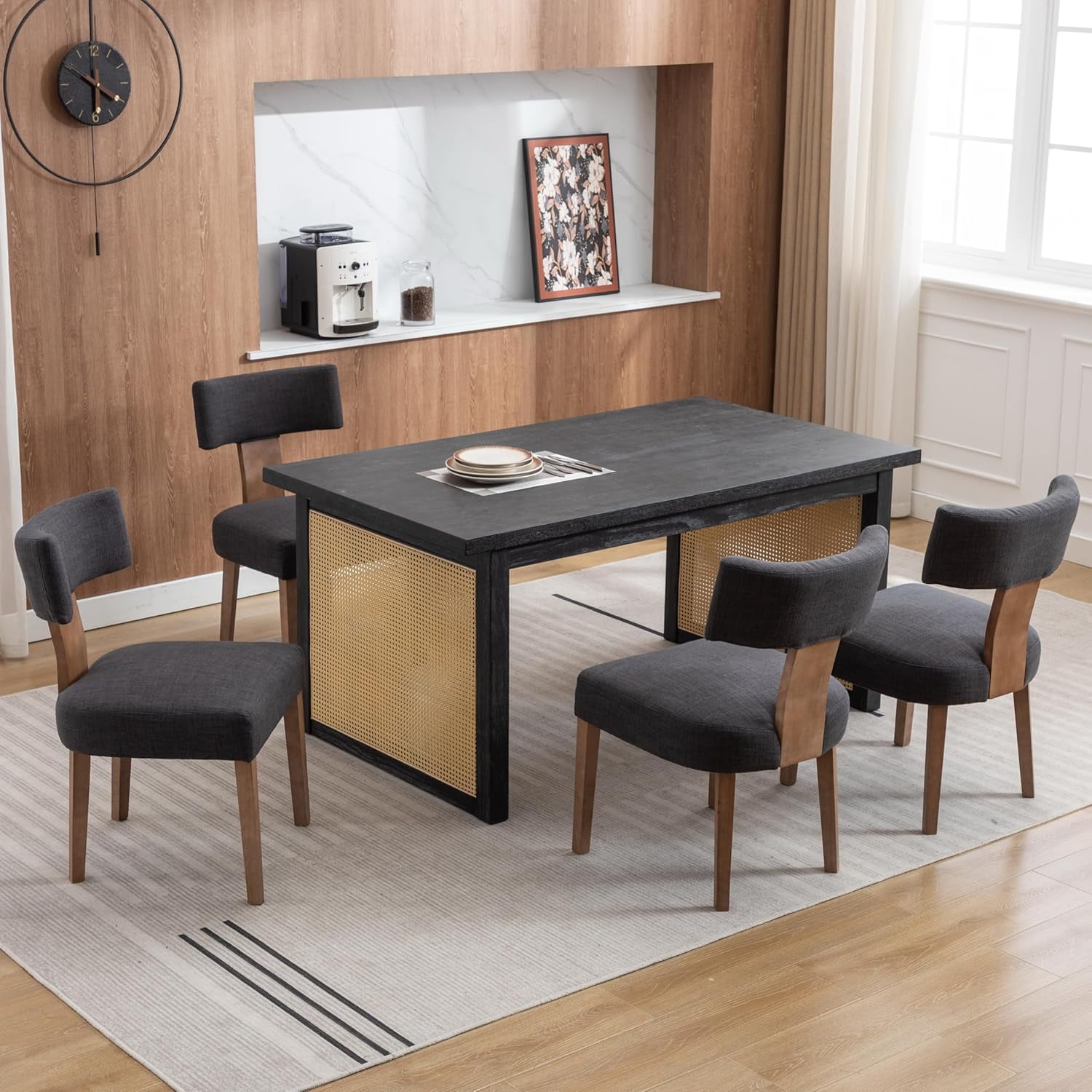 Mid Century Modern Dining Chairs Set of 2 PU Leather Upholstered ...