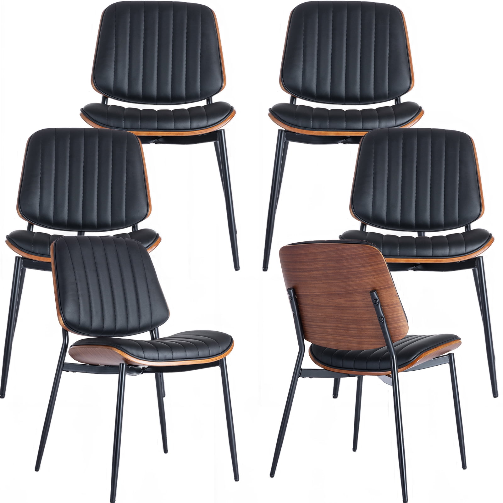 Mid Century Modern Dining Chairs Set of 6, Black Kitchen & Dining Room ...