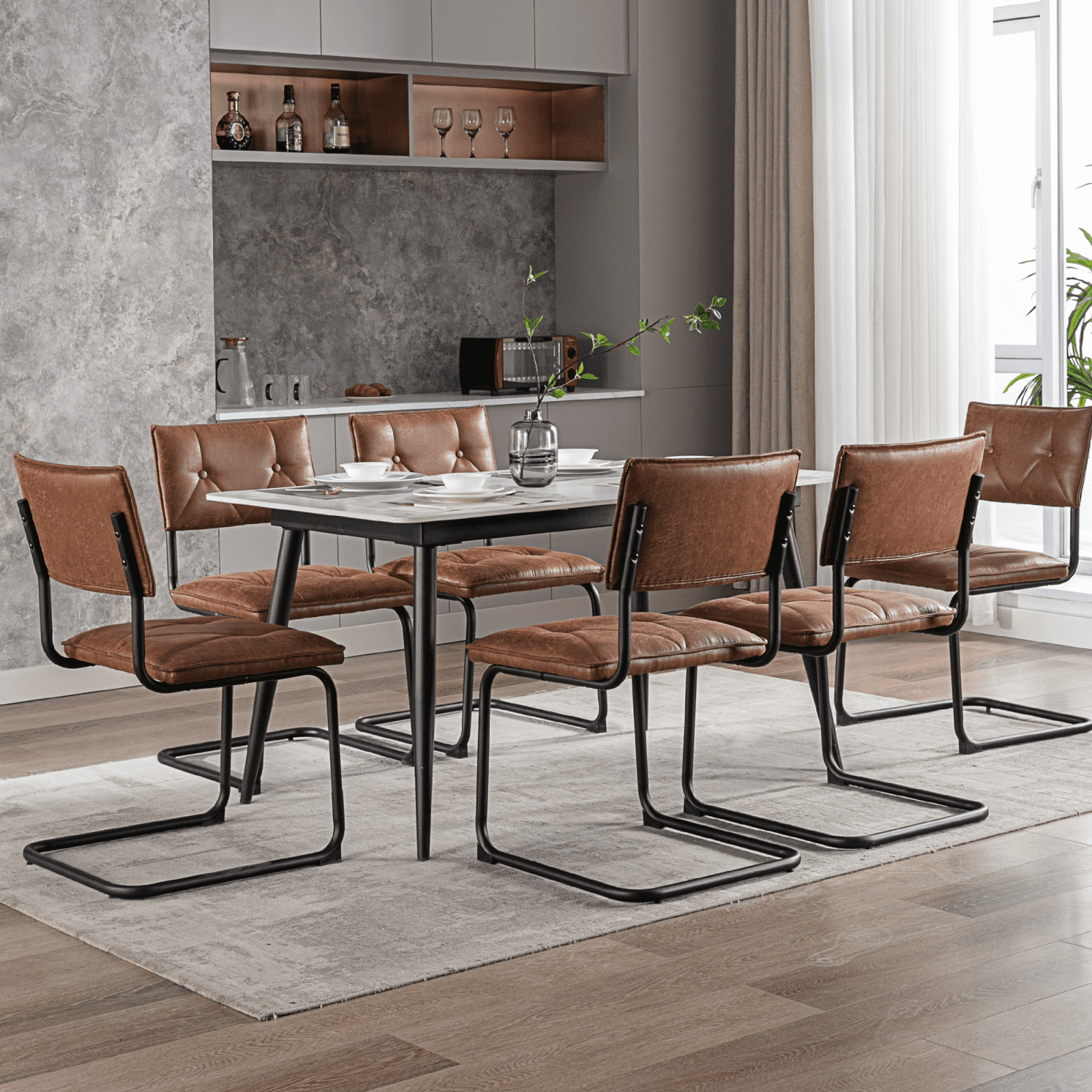 Mid Century Modern Dining Chairs Set of 6, Vintage Suede Dining Chair ...