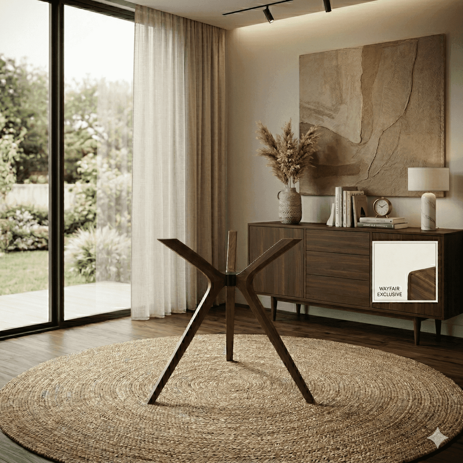 Furnirem | 3-Leg Walnut Solid Wood, Pedestal Dining Table Base for ...