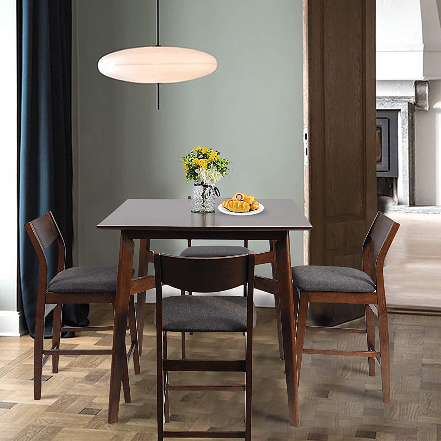 Mid Century Modern Dining Table Set for 4 Rectangle Table with MDF ...