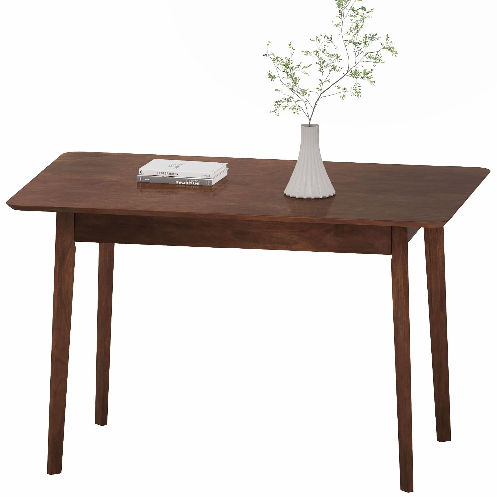 Mid-Century Modern Dining Table for 4, 47.2" Walnut Kitchen Table with ...