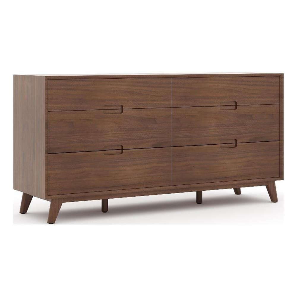 Mid-Century Modern Double Dresser - Walnut Stain - Walmart.com