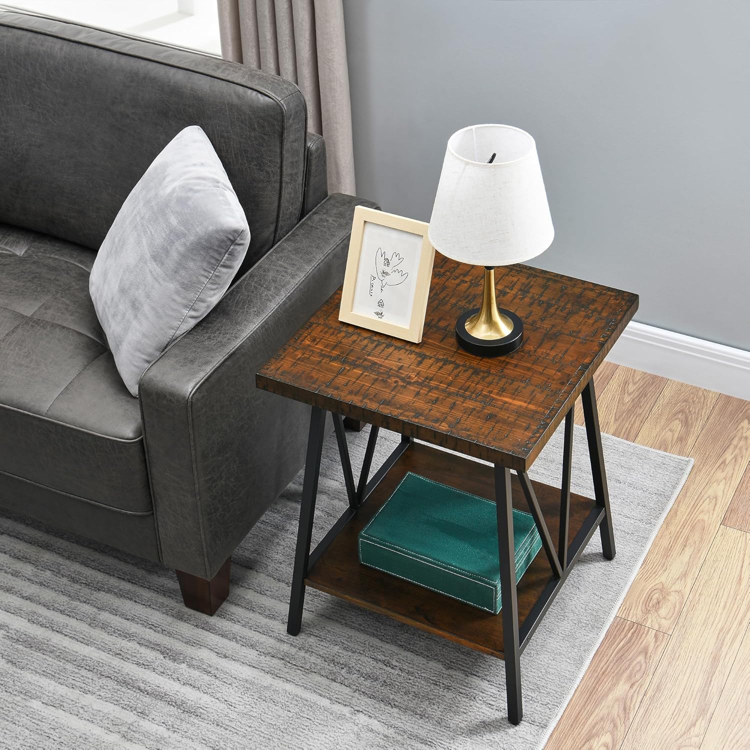 Mid Century Modern End Table with Storage, Living Room Accent End Side ...