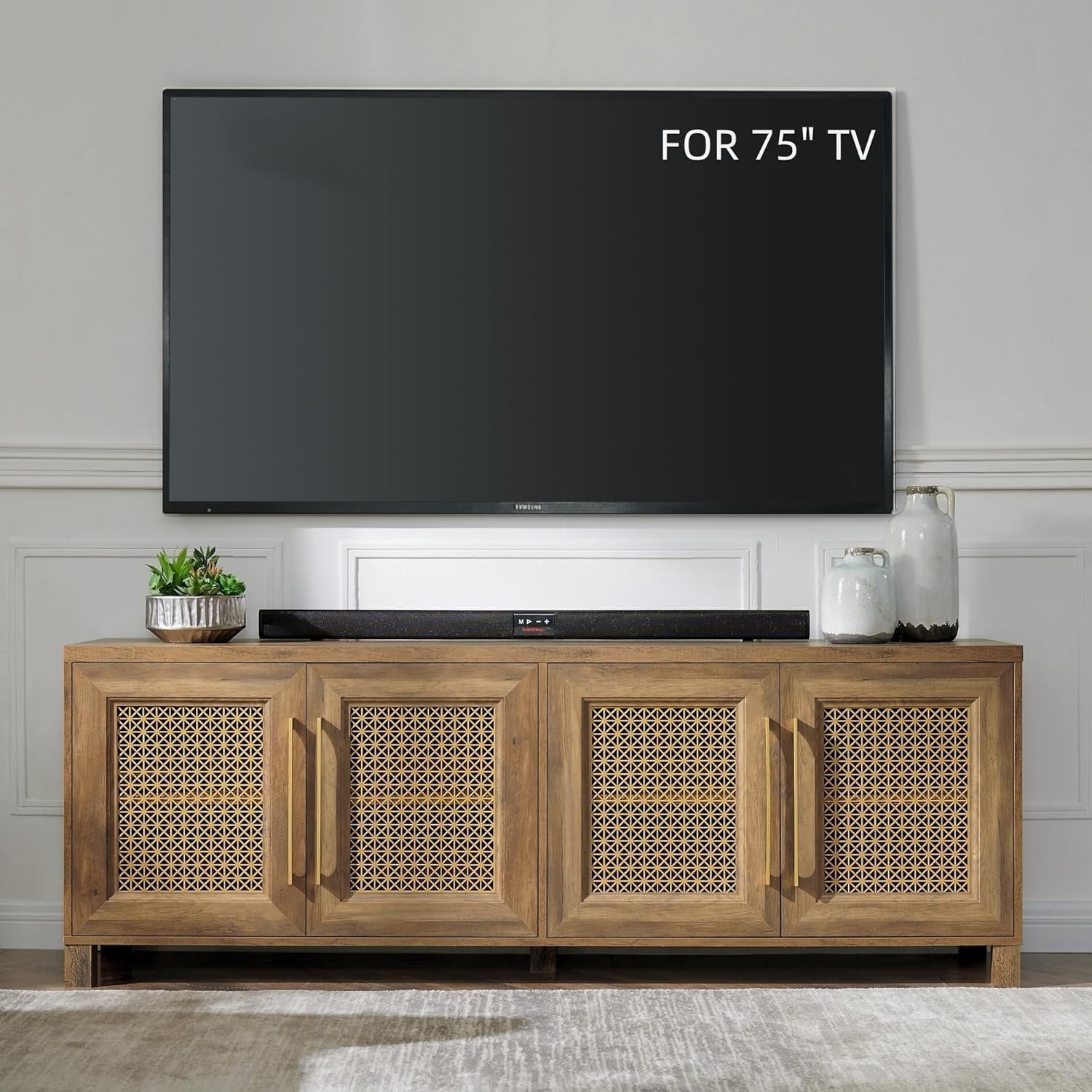 Mid Century Modern Entertainment Center for TVs up to 75", Boho TV ...