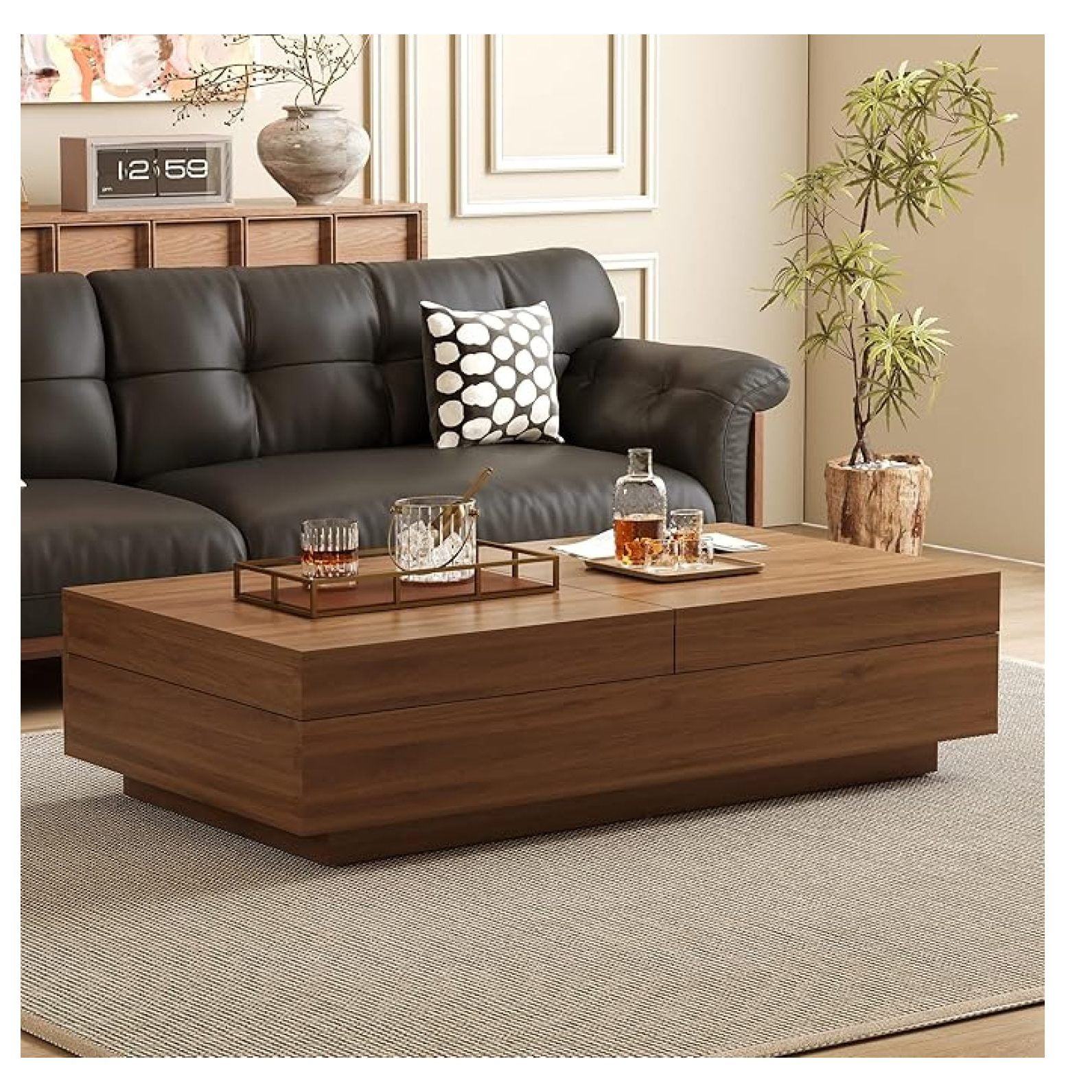 Mid-Century Modern Expandable Coffee Table, 47.2"-81.8" Adjustable ...