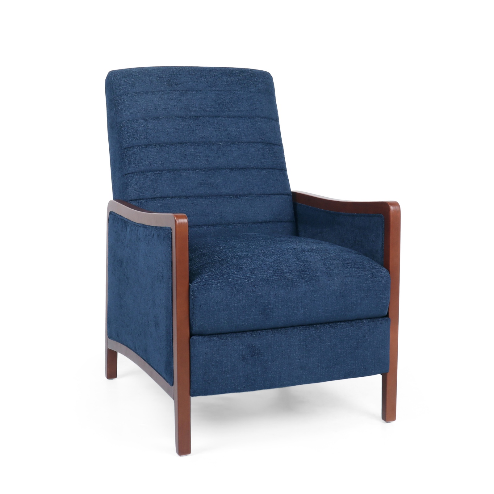Mid Century Modern Fabric Channel Stitch Wood Pushback Recliner ...