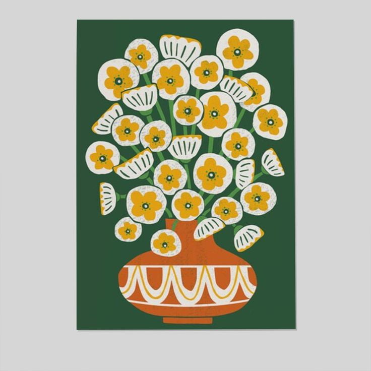Mid Century Modern Floral Poster, One Sheet Wall Size 24''x36 ...